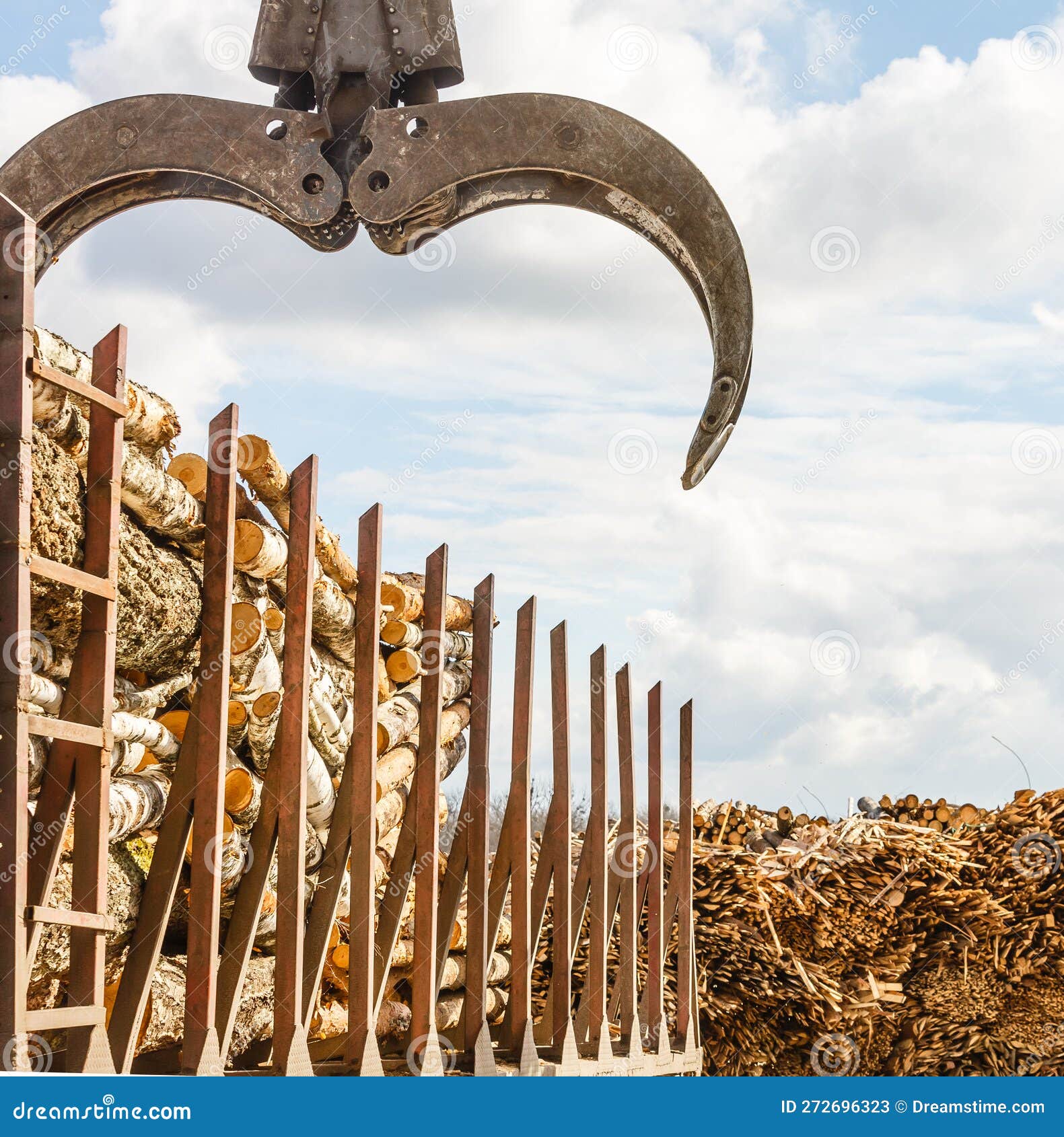Log Loader or Forestry Machine Loads a Log Truck Stock Image - Image of ...