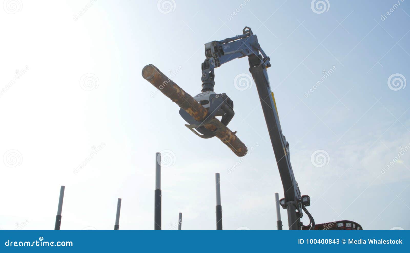 Log Loader Or Forestry Machine Moves Fresh Cut Logs For Loading ...