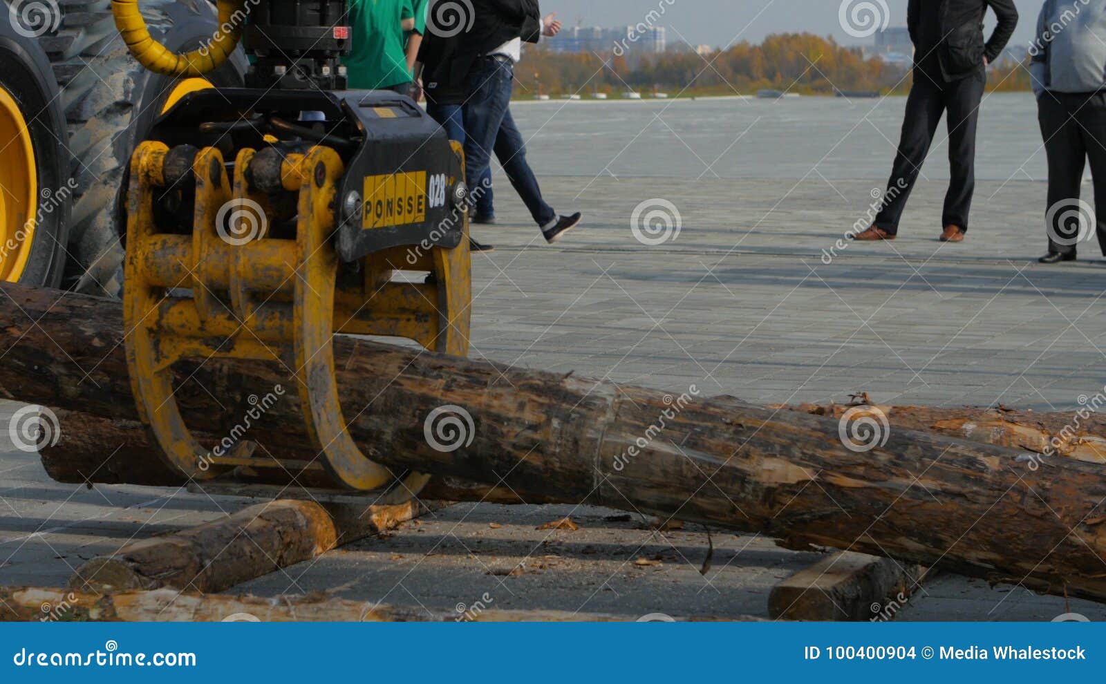 Log Loader Or Forestry Machine Moves Fresh Cut Logs For Loading ...