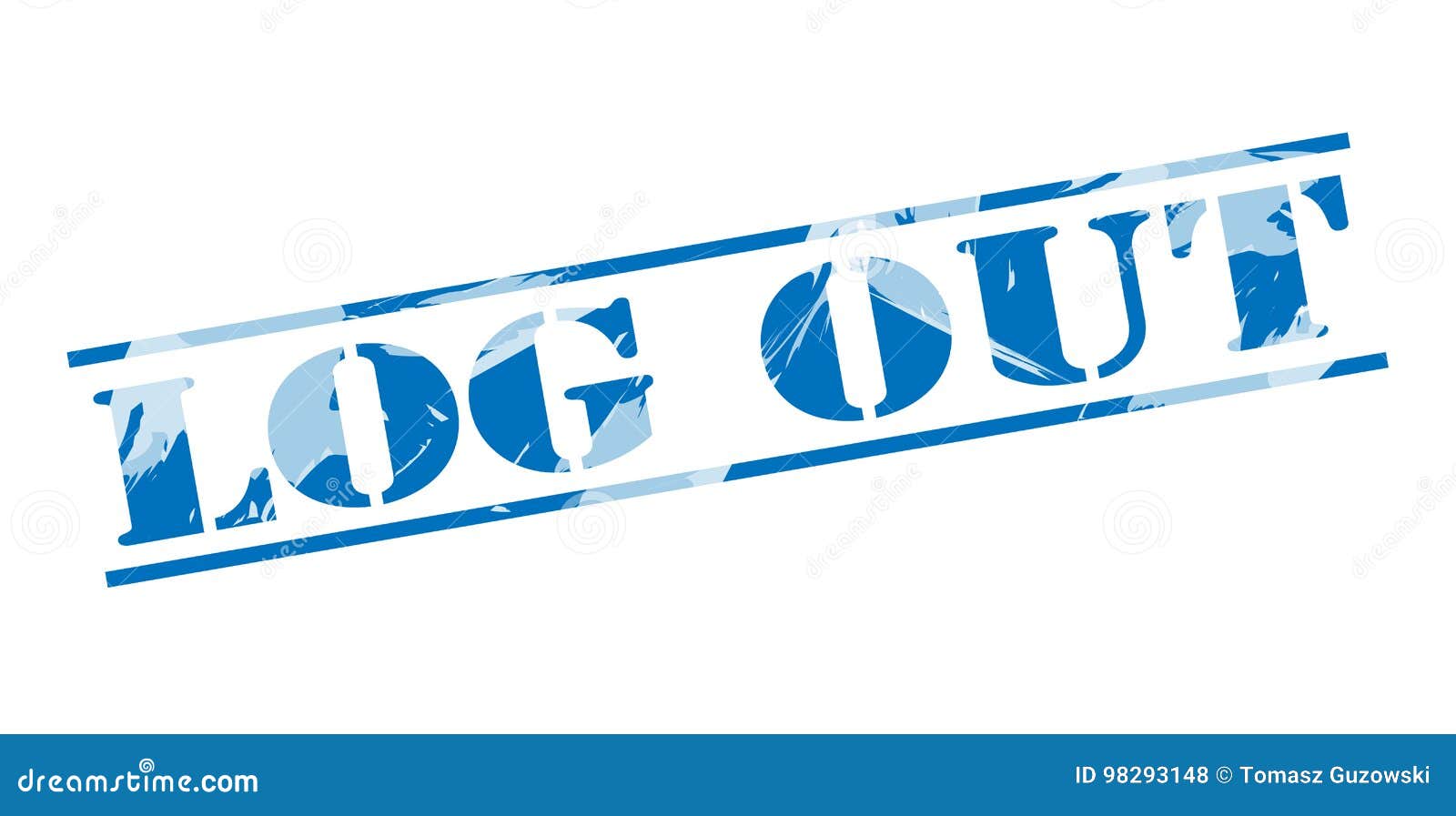Log out blue stamp stock illustration. Illustration of icon - 98293148