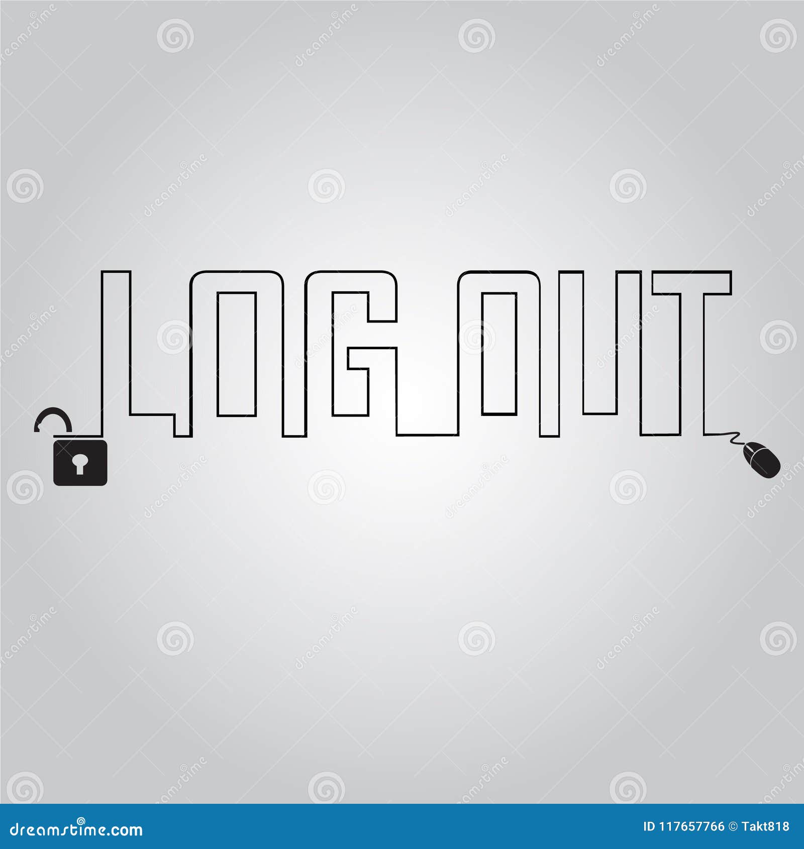 Log Out and Line Text, Security Concept Stock Vector - Illustration of ...
