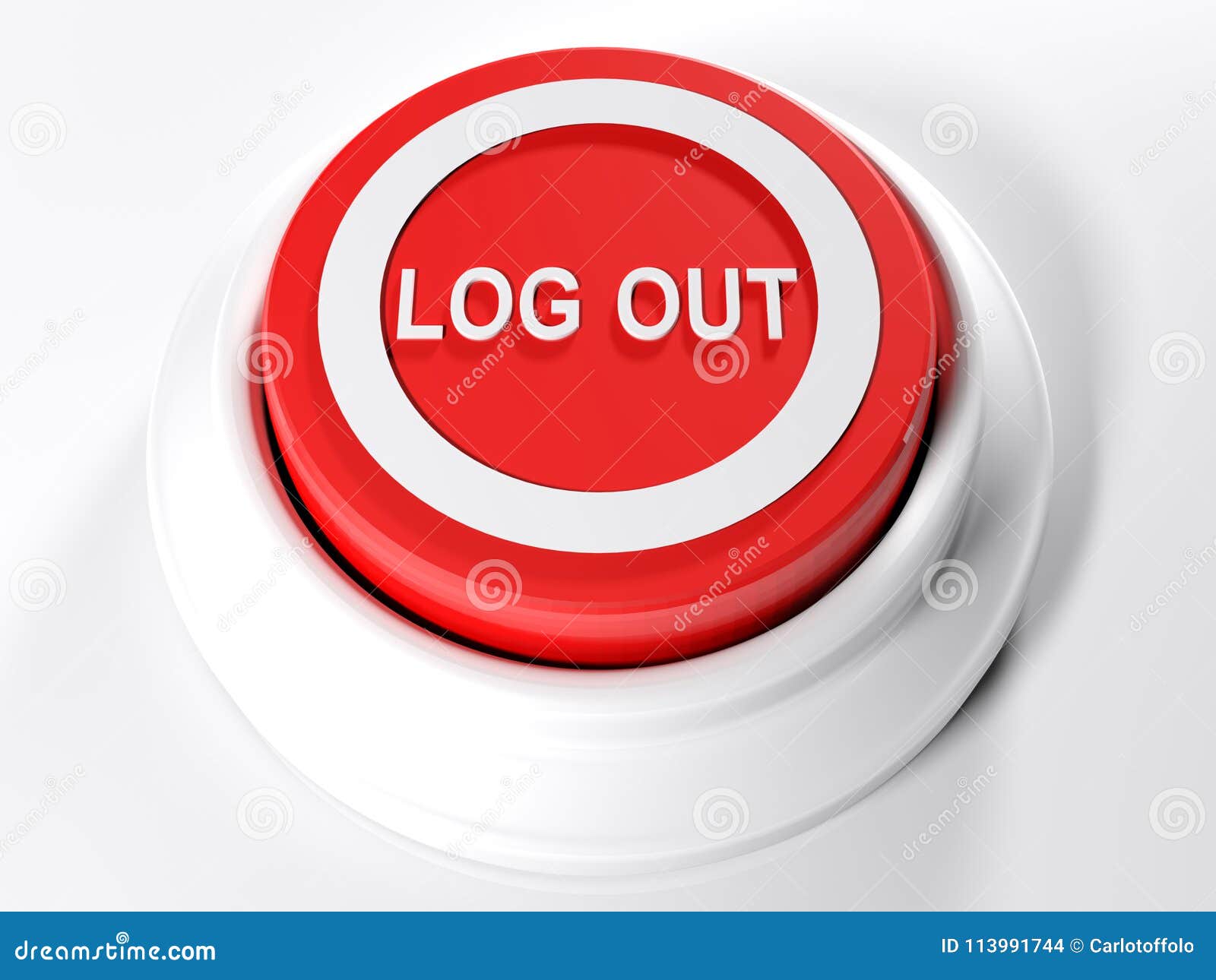 LOG OUT Red Push Button - 3D Rendering Stock Illustration ...