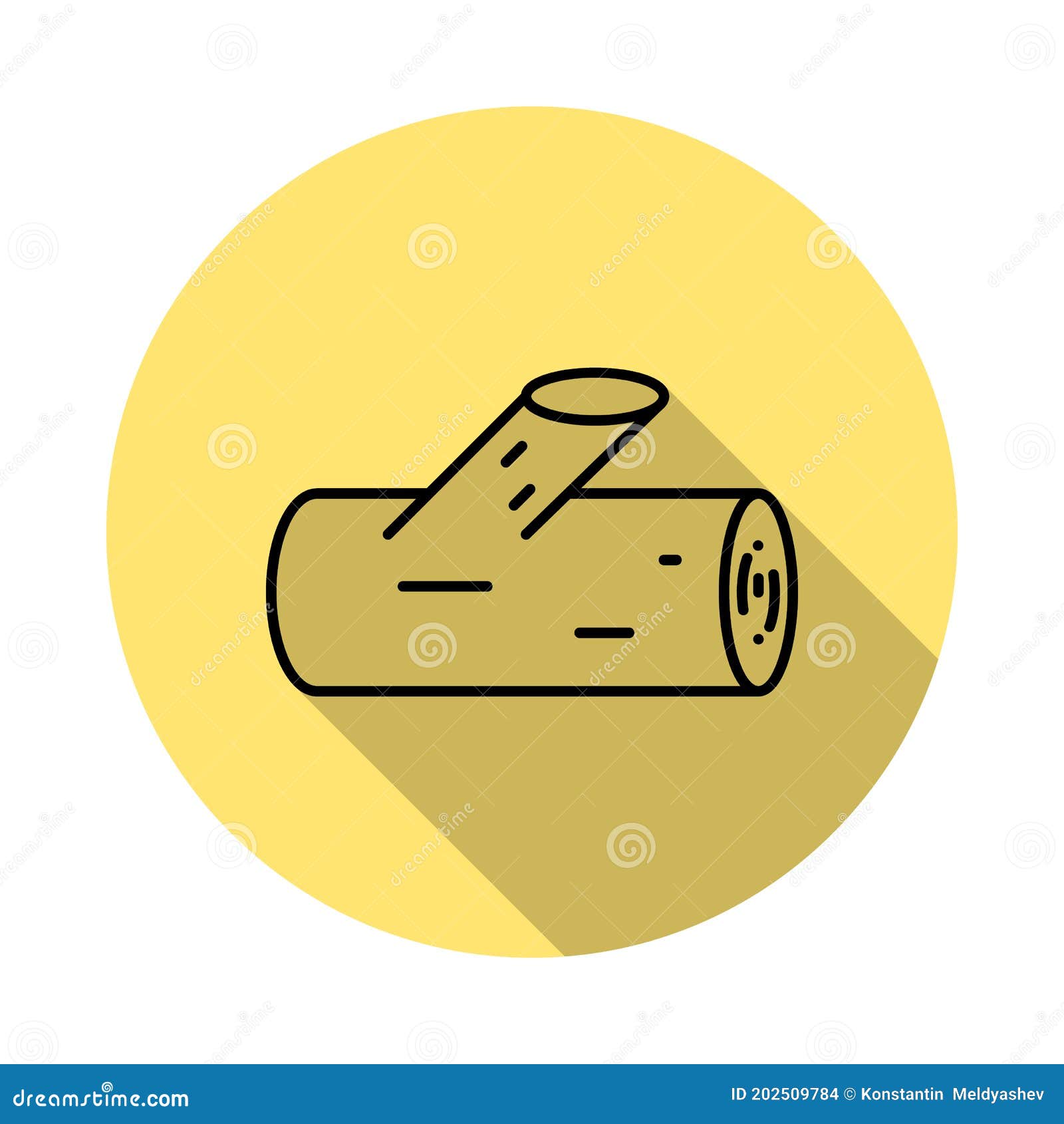 Log Outline Icon in Long Shadow Style Stock Illustration - Illustration ...