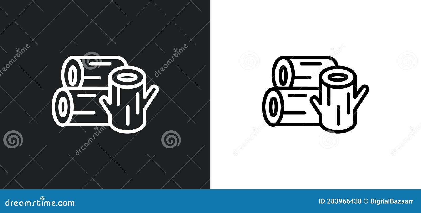 Log Outline Icon in White and Black Colors. Log Flat Vector Icon from ...