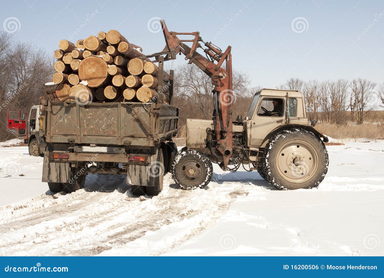 Log Removal for Truck with Tractor Stock Photo - Image of truck ...