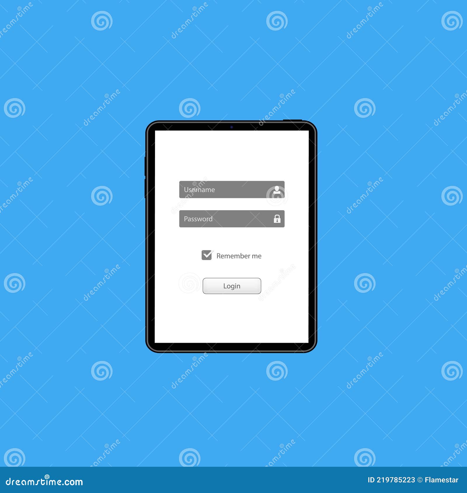 Log In Screen On Tablet Mobile Application Interface Registration