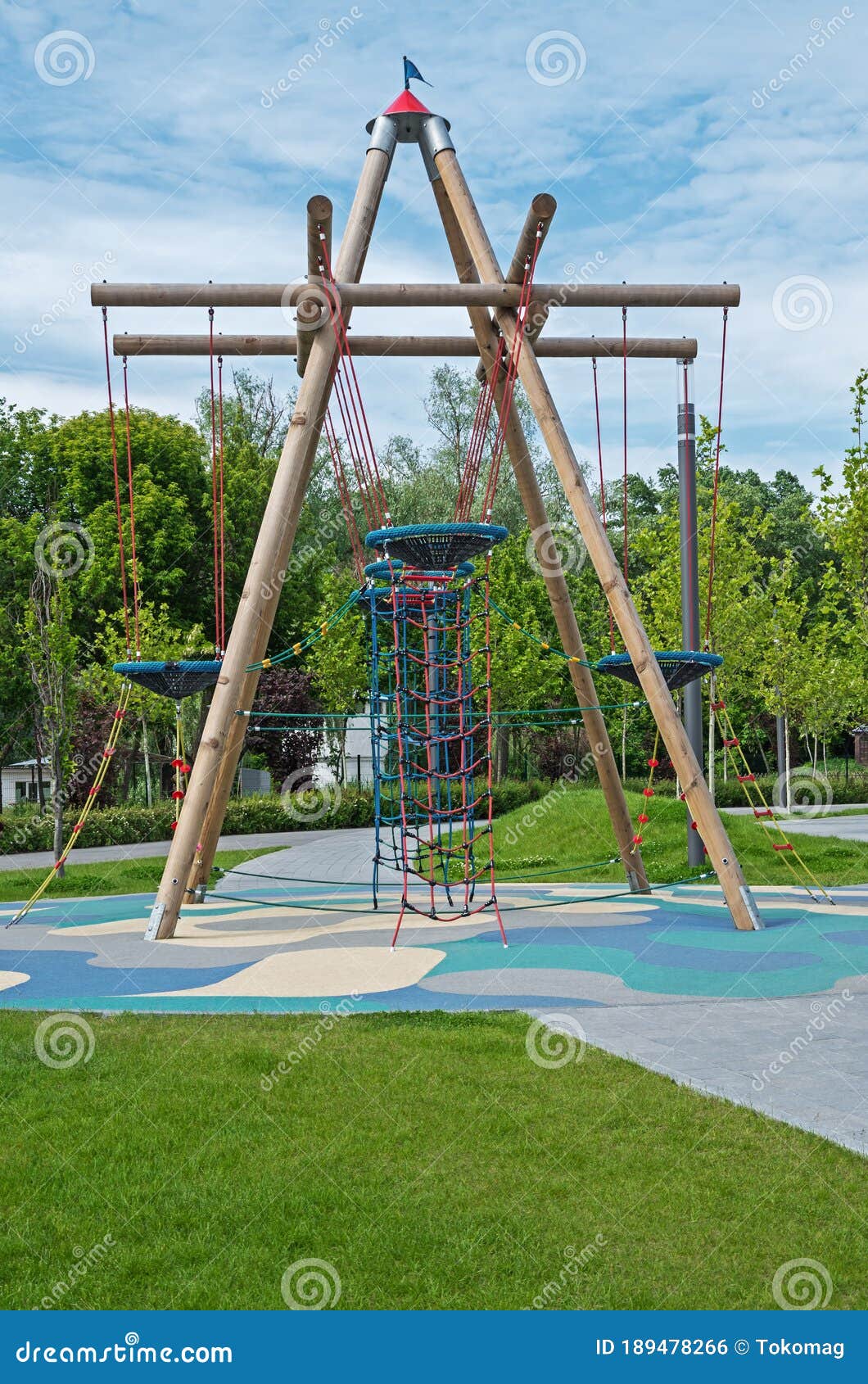 Log tower in playground stock photo. Image of multicolor - 189478266