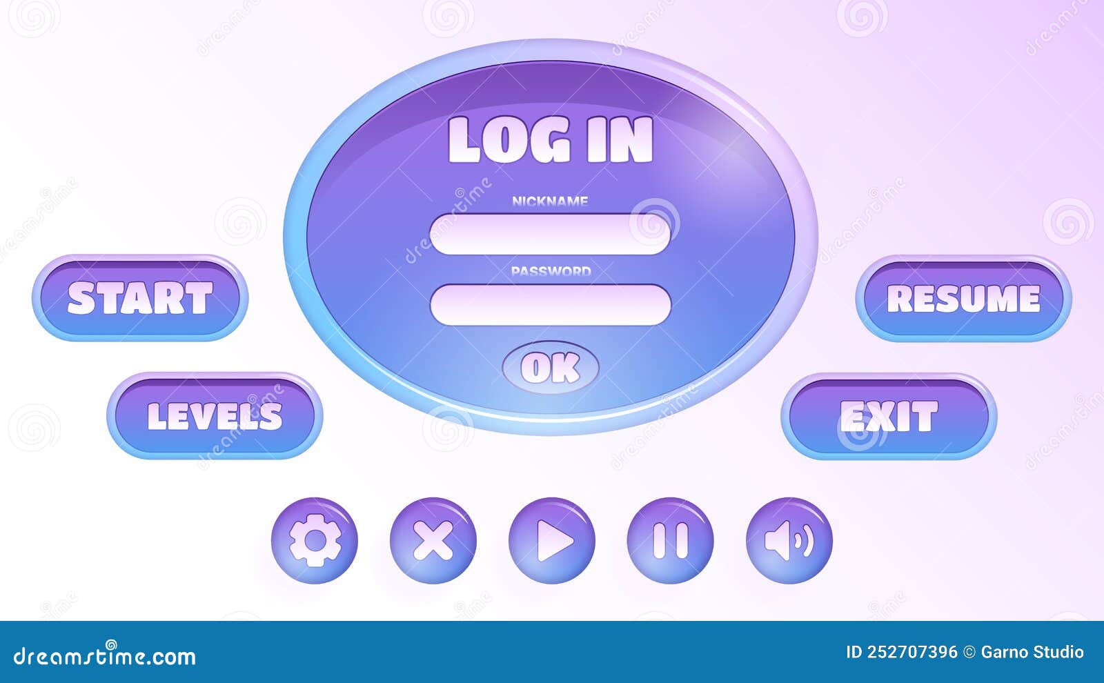 Log in Video Game. Graphic Menu Template Stock Vector - Illustration of ...