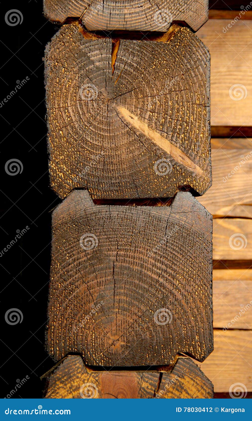 A Log Wall Construction with a Square Log Profile Stock Photo - Image ...