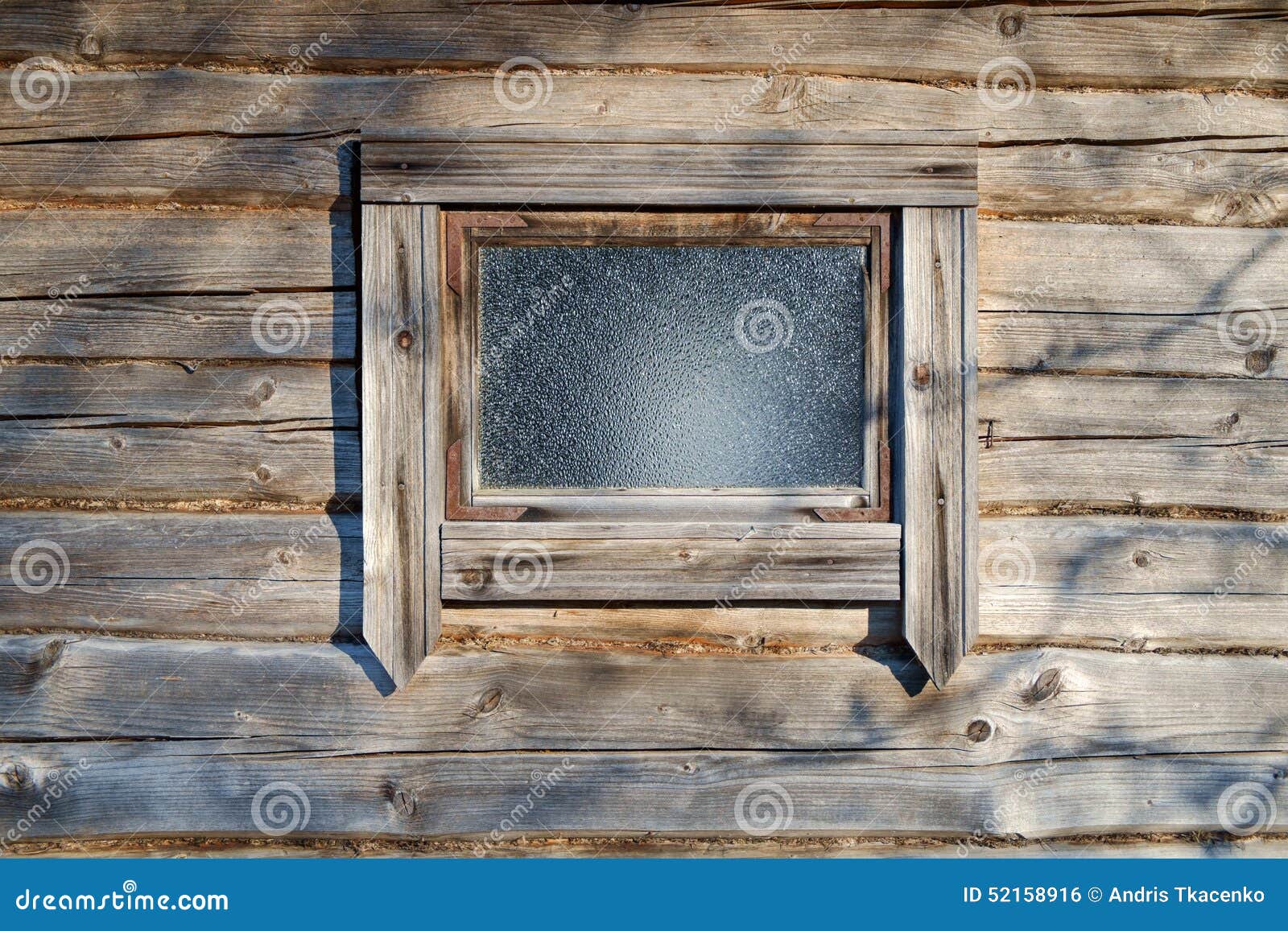 Log wall and window stock photo. Image of home, timber - 52158916