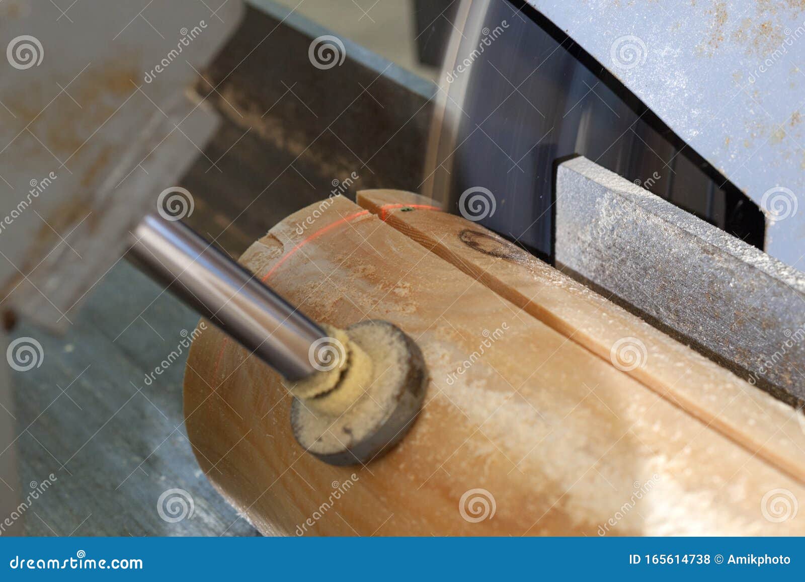 Log in the Woodworking Process Stock Photo - Image of powersaw ...