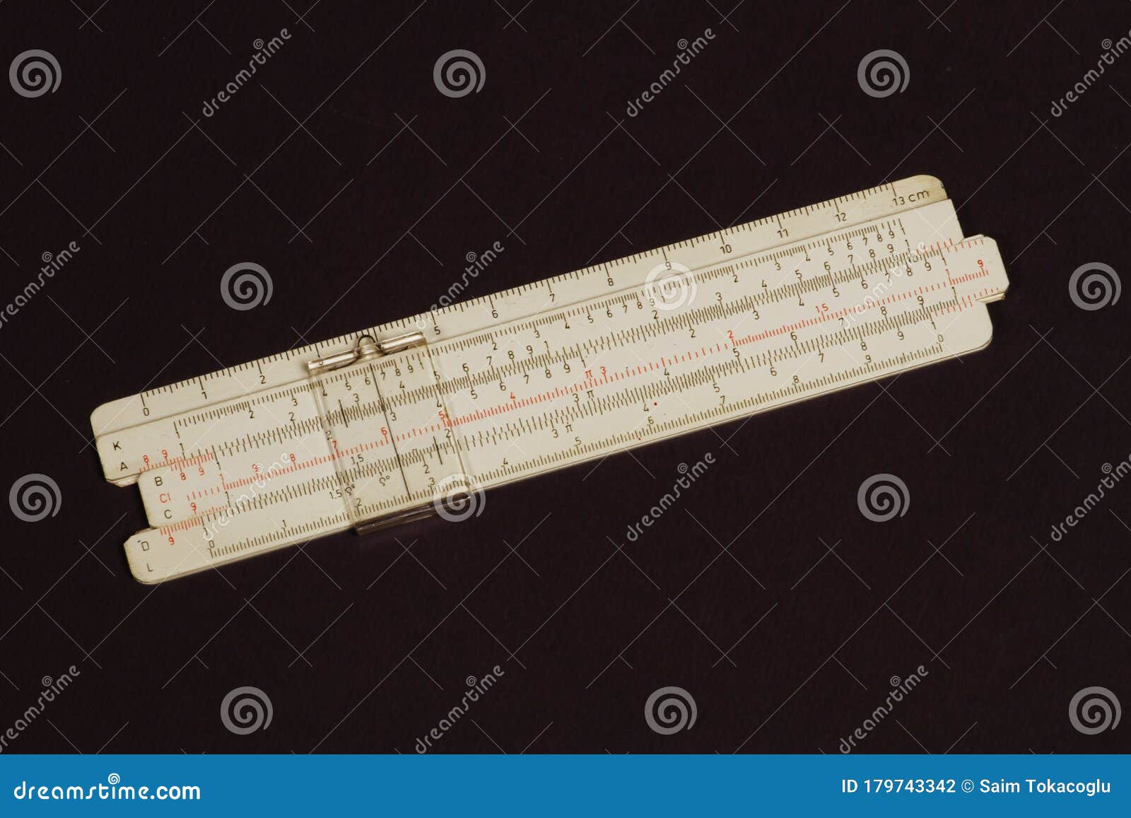 Logarithmic Ruler on a Colored Background. Stock Photo - Image of ...
