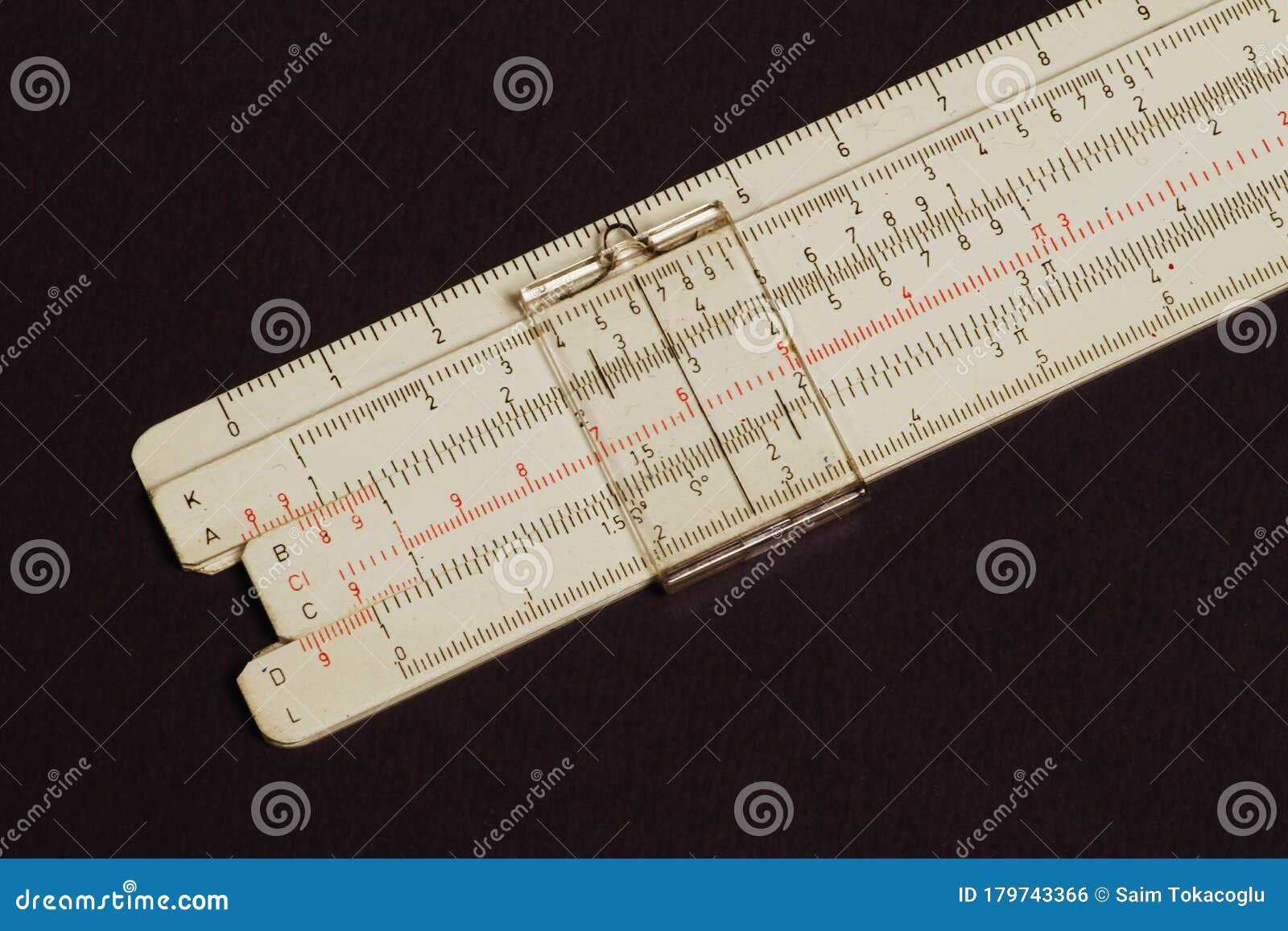 Logarithmic Ruler on a Colored Background. Stock Photo - Image of ...