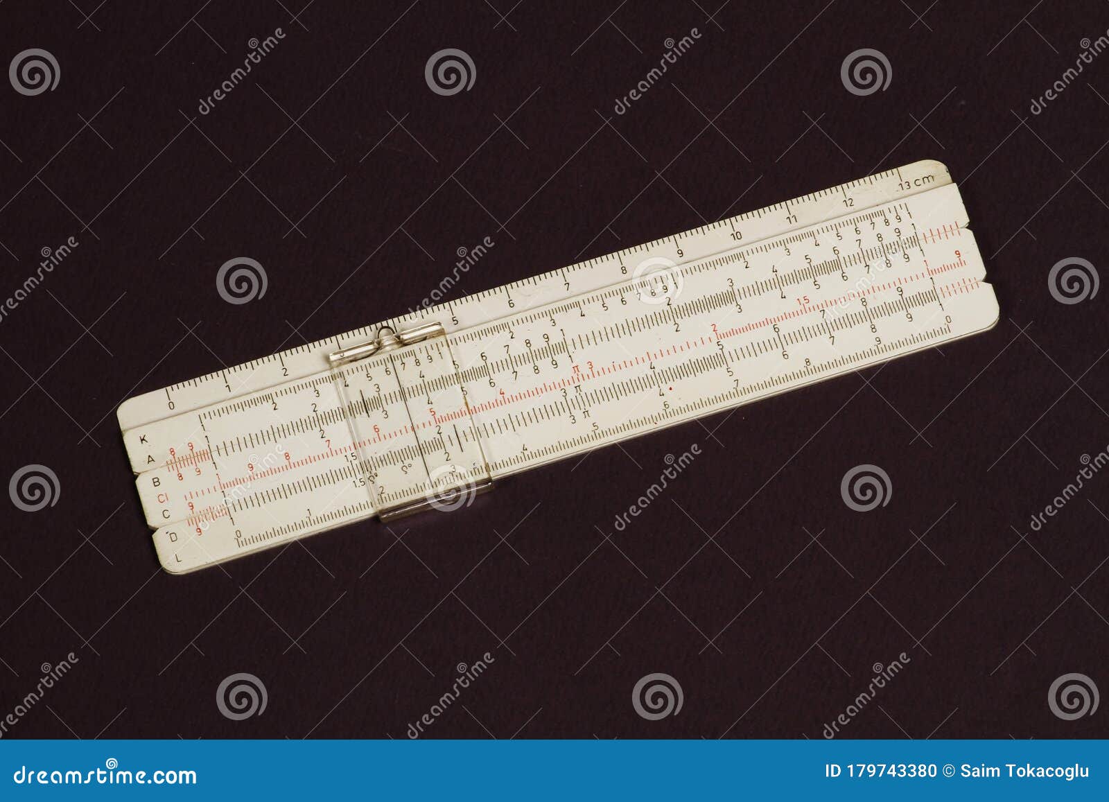 Logarithmic Ruler on a Colored Background. Stock Photo - Image of ...