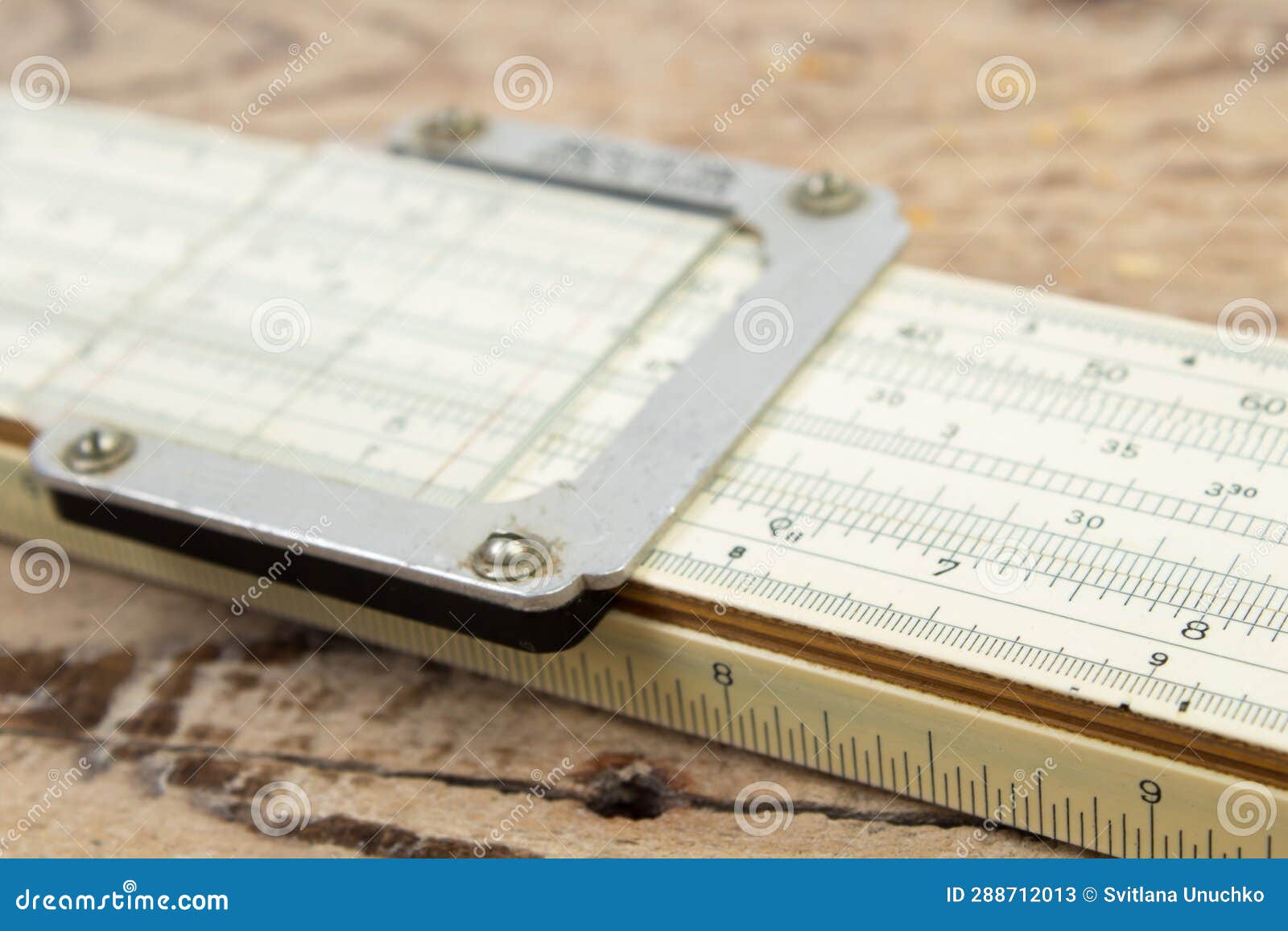 Logarithmic Ruler, Pencil on a Wooden Table. Stationery for Engineers ...