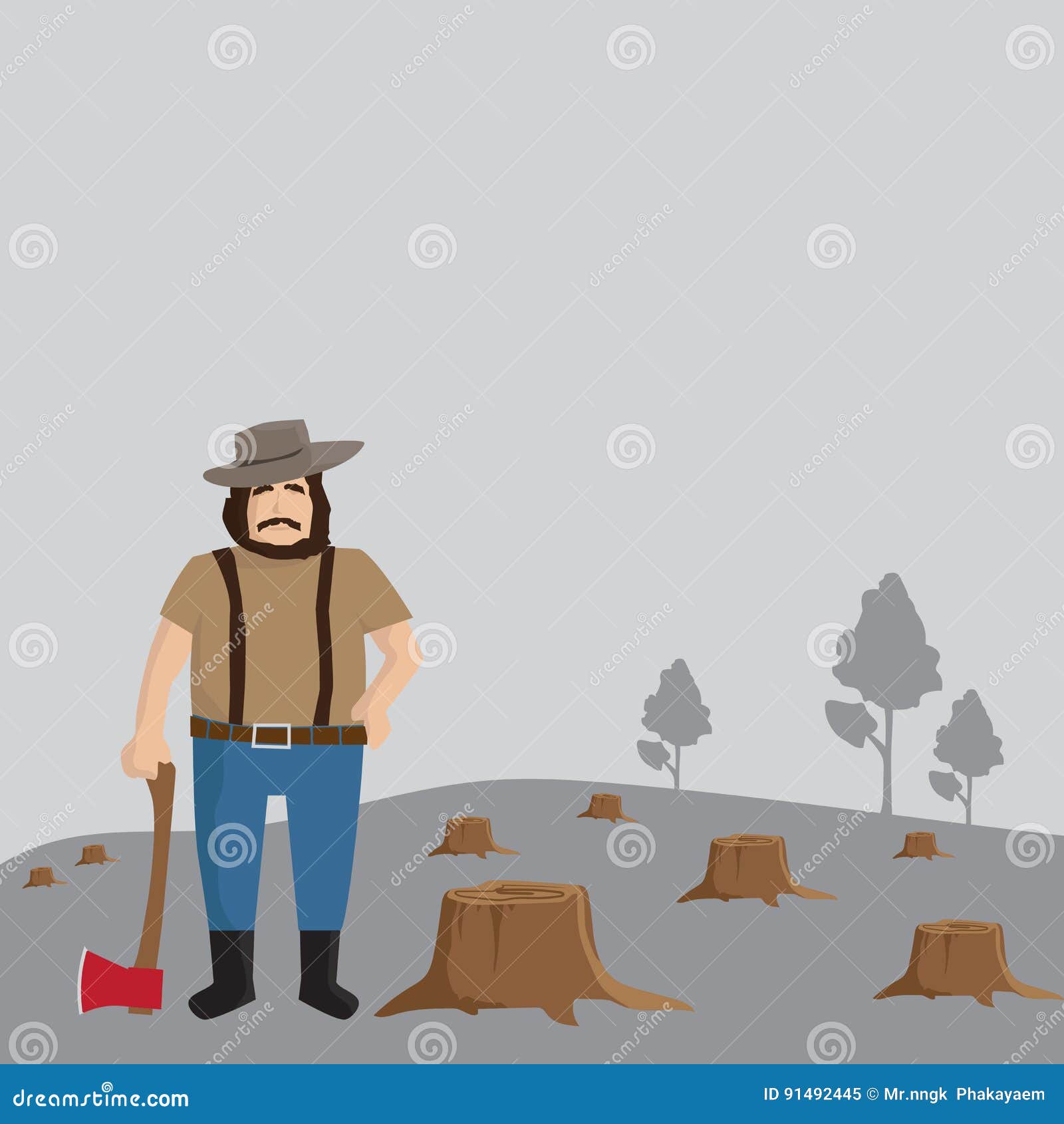 Logger man stock vector. Illustration of trees, wood - 91492445
