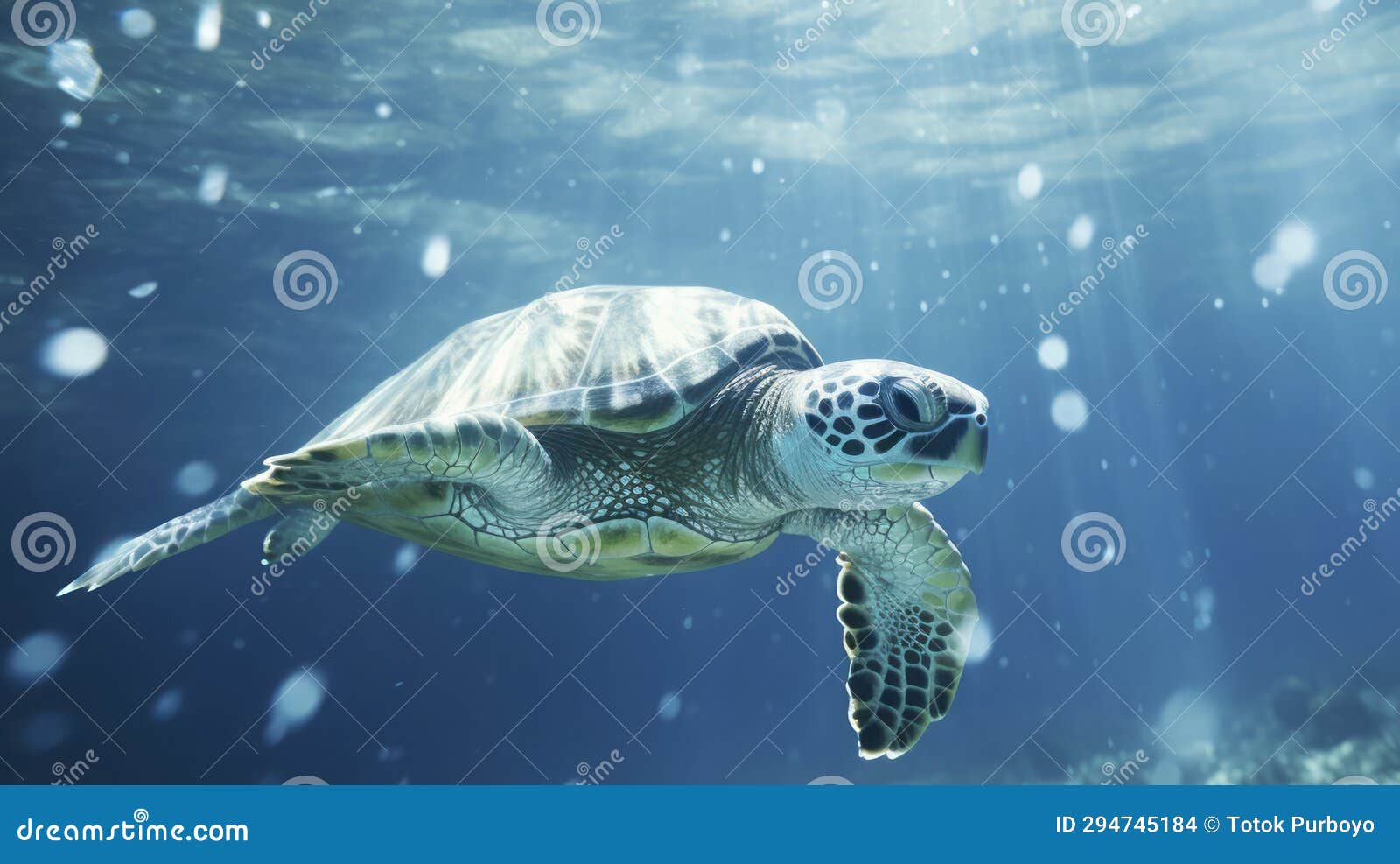 Majestic Loggerhead Sea Turtle in Underwater Marine Habitat. Generative ...