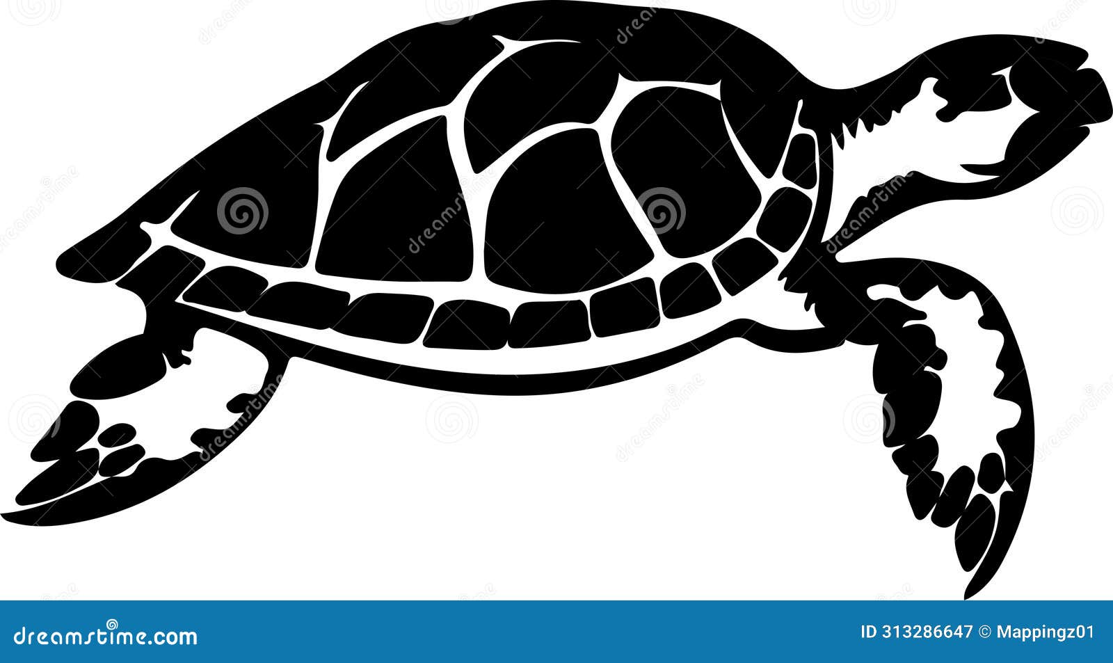 Loggerhead Turtle Black Silhouette Generative Ai Stock Vector ...