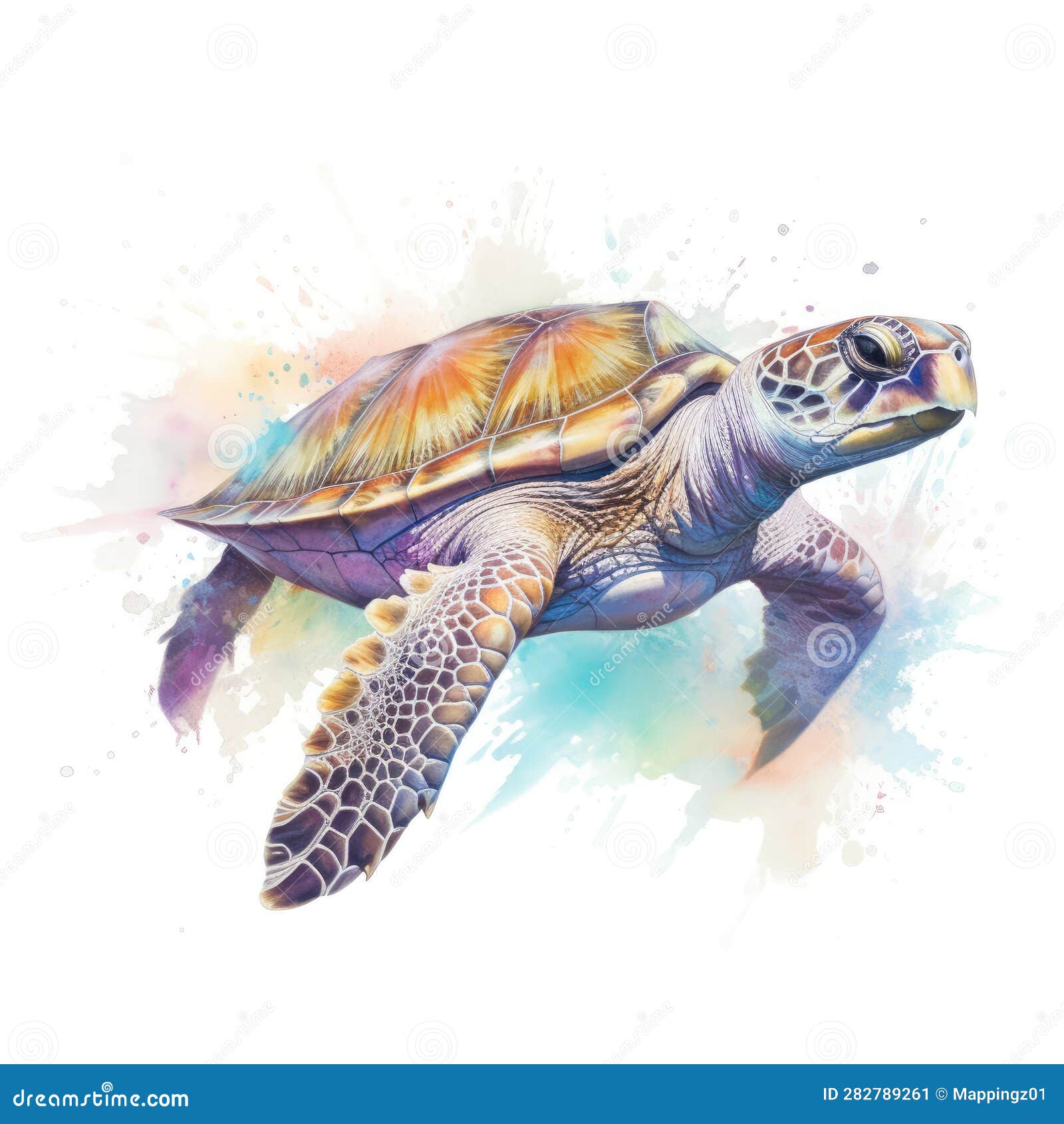 Loggerhead Sea Turtle Or Caretta Caretta Front View WPA Art Cartoon ...