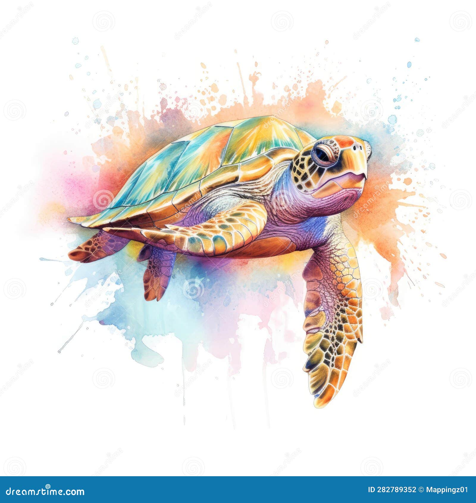 Loggerhead Sea Turtle Or Caretta Caretta Front View WPA Art Cartoon ...