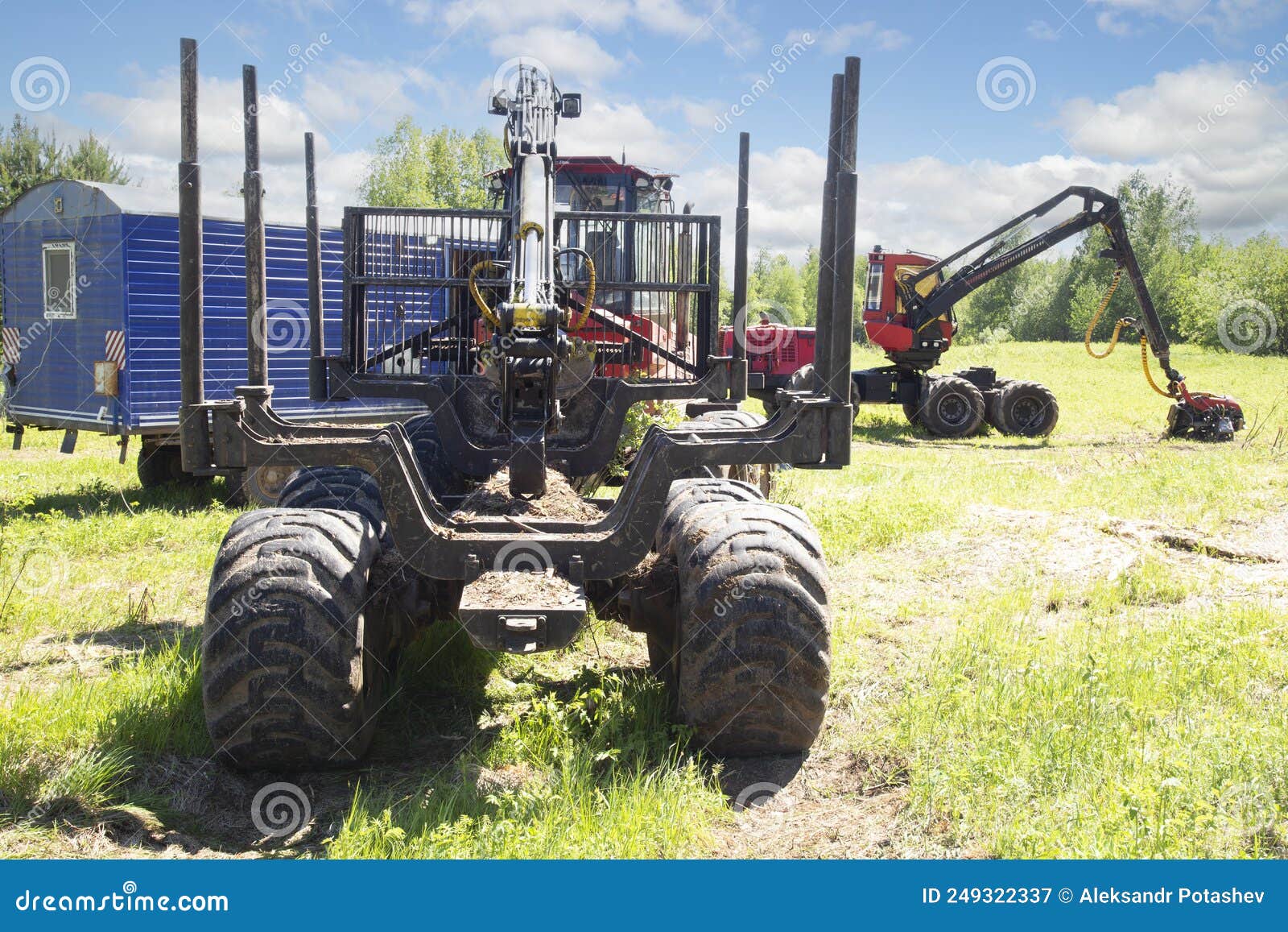 Logging Equipment.Harvester and Forwarder at the Logging Site Stock ...