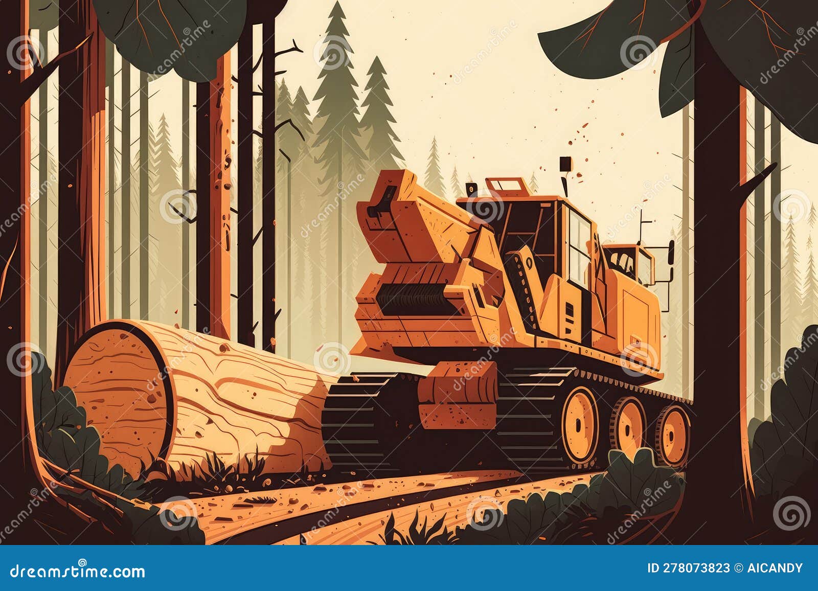 Logging Industry Chainsaws and Logs in a Forest Clearing Stock ...