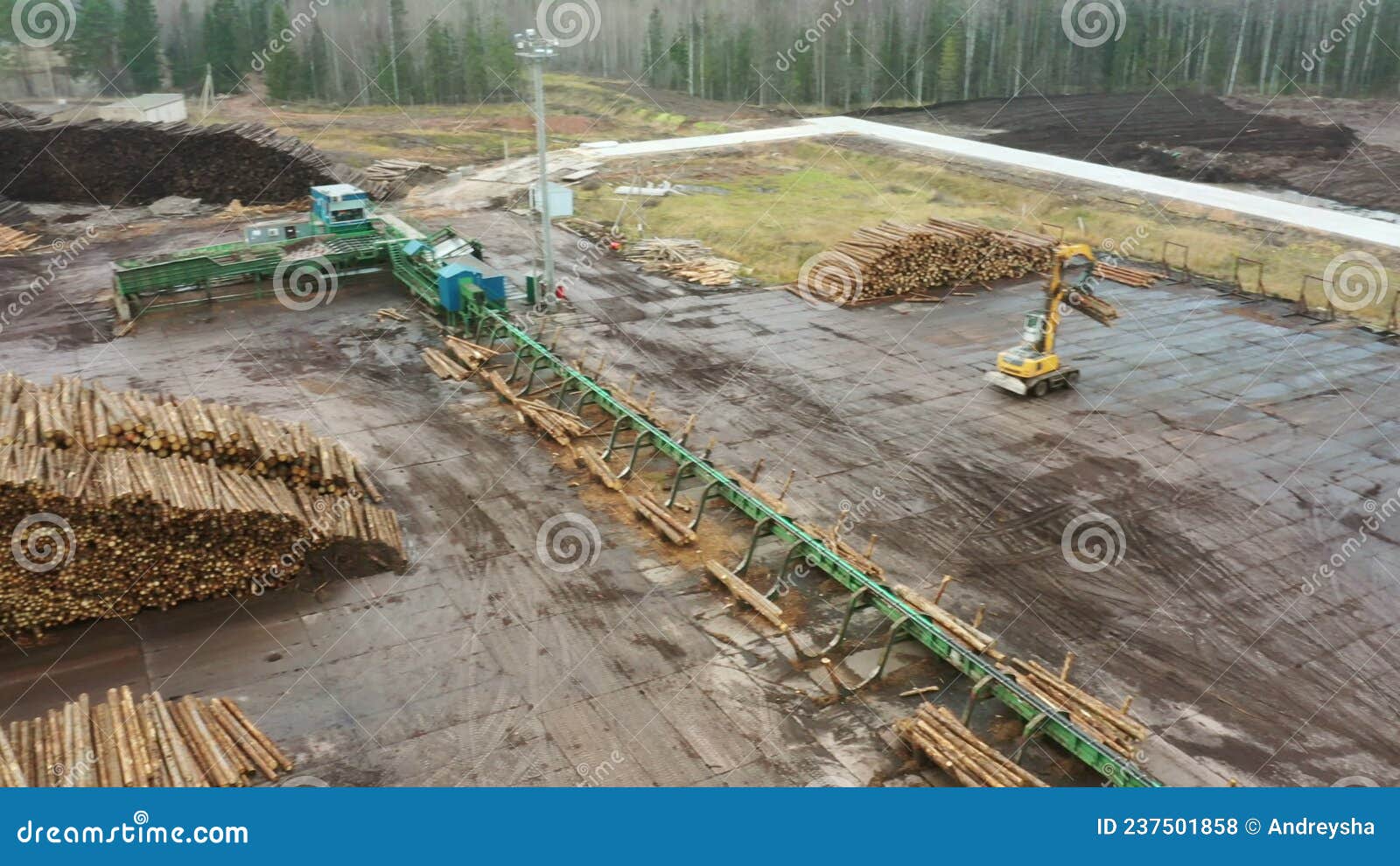 A Logging Machine Transports Logs To a Stack. Loader of Logs at the ...