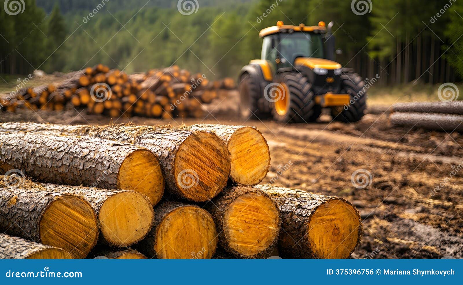 Logging Operation With Loader And Timber Stacks Stock Image ...