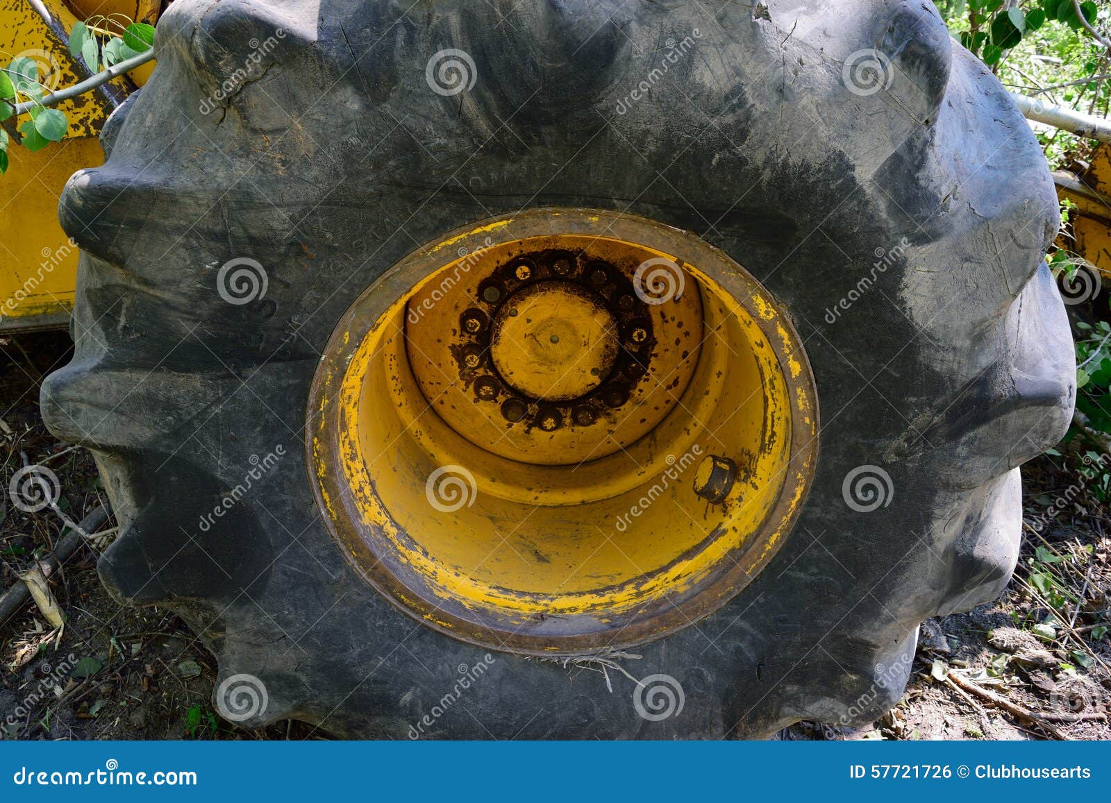 Logging Skidder Tire Detail Stock Photo - Image of tire, yellow: 57721726