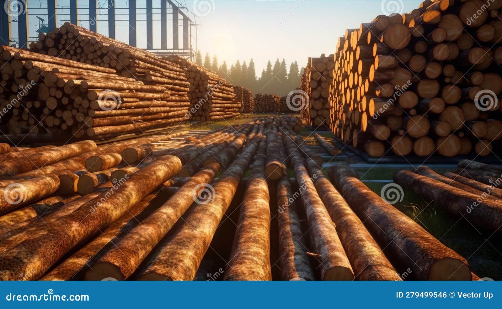 Logging Timber Wood Industry. Generative AI Stock Illustration ...