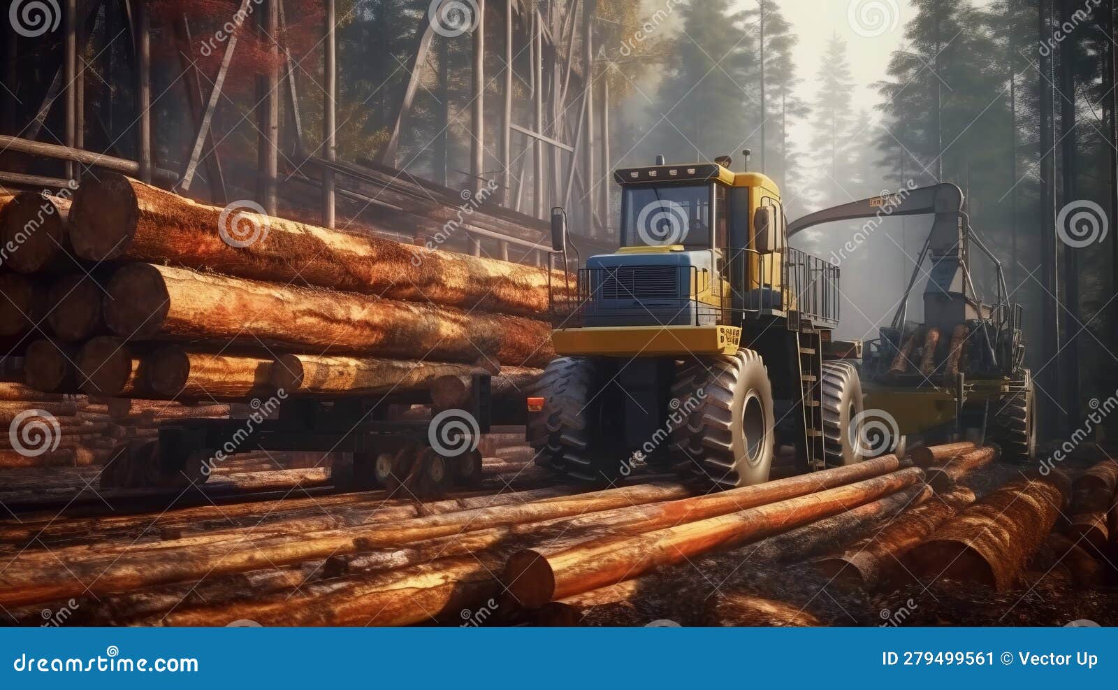 Logging Timber Wood Industry. Generative AI Stock Illustration ...