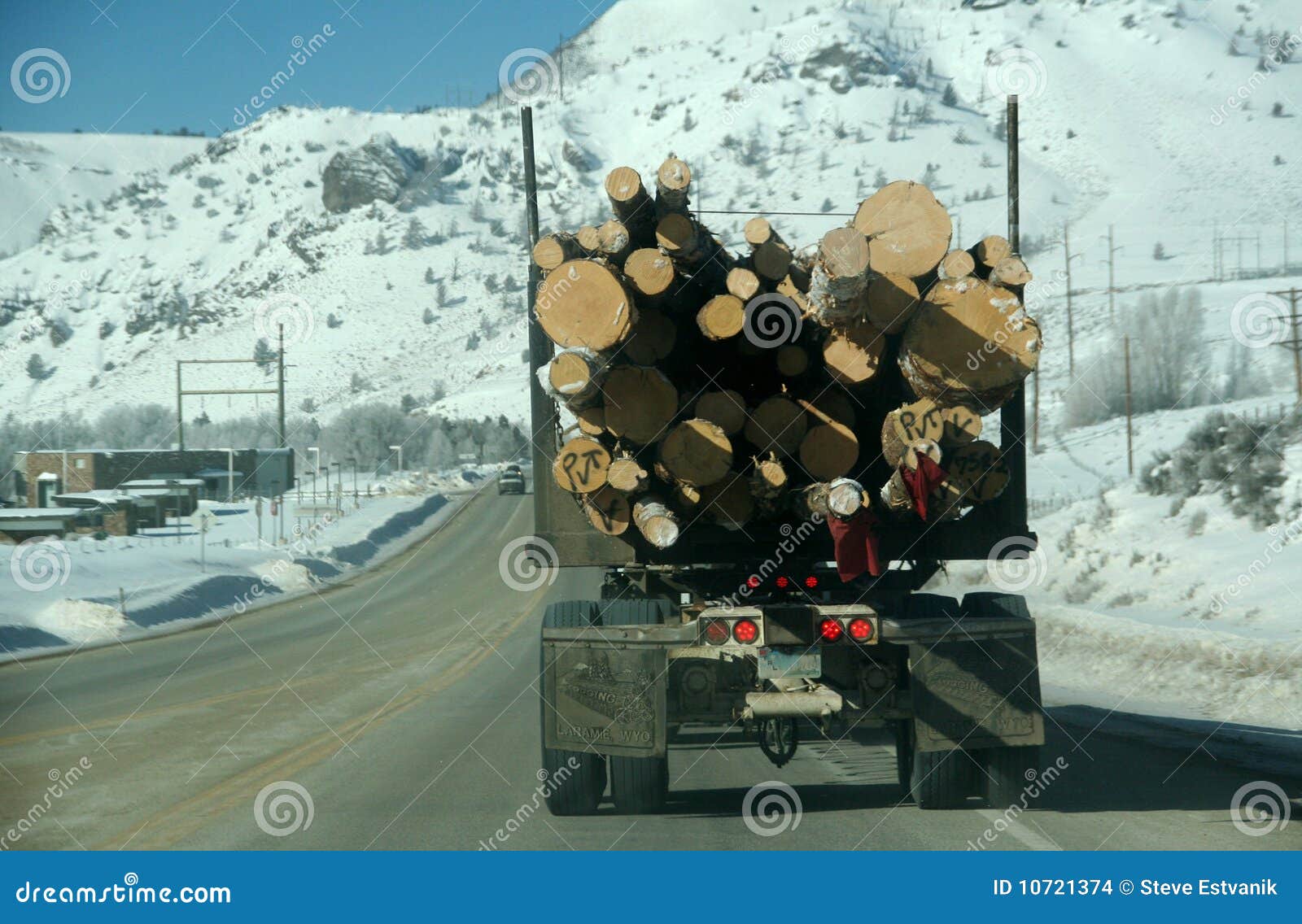 Logging Truck on Snowy Roads Stock Photo - Image of road, logging: 10721374