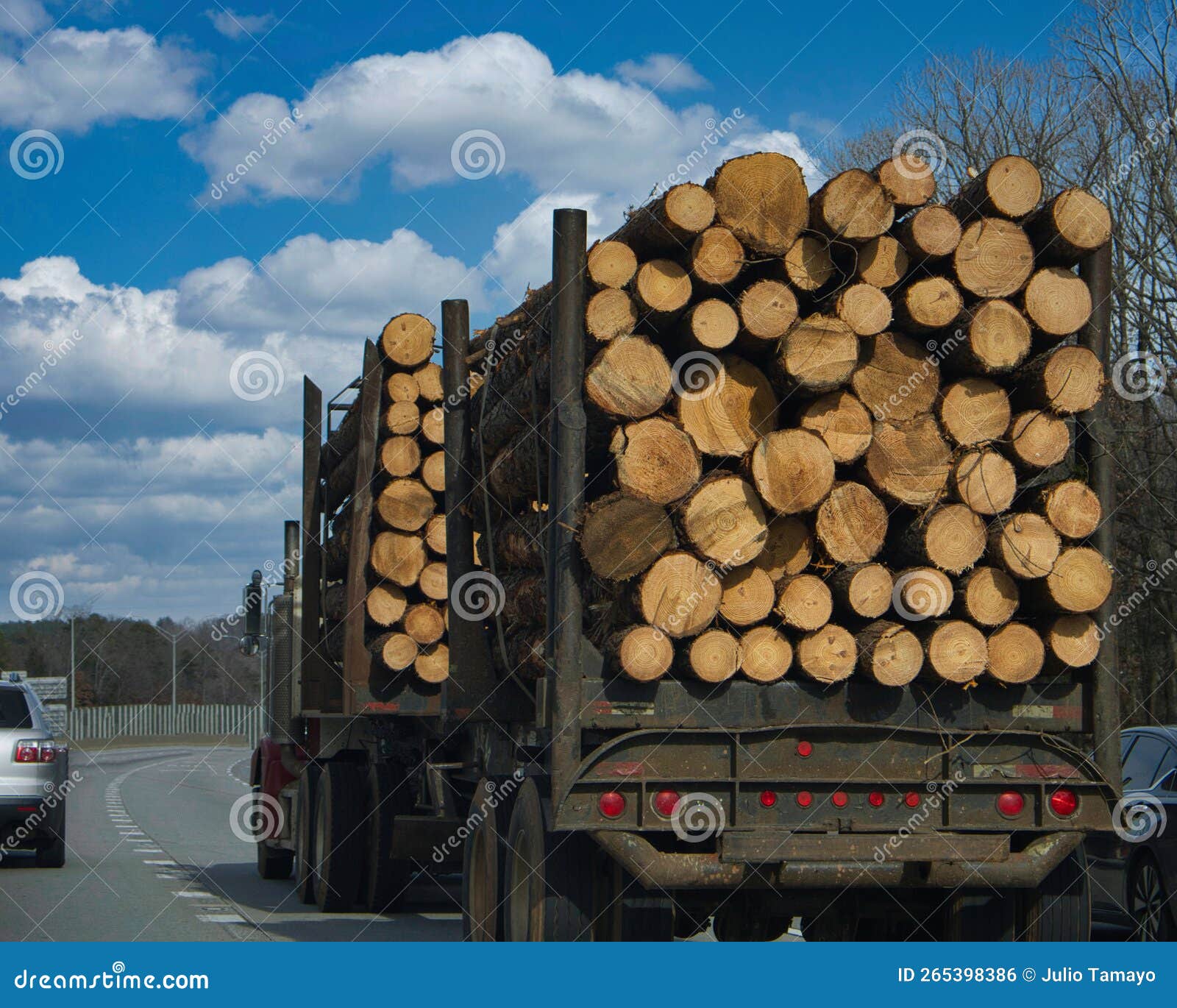 Logging Truck Transporting Timber. Stock Photo - Image of transporting ...