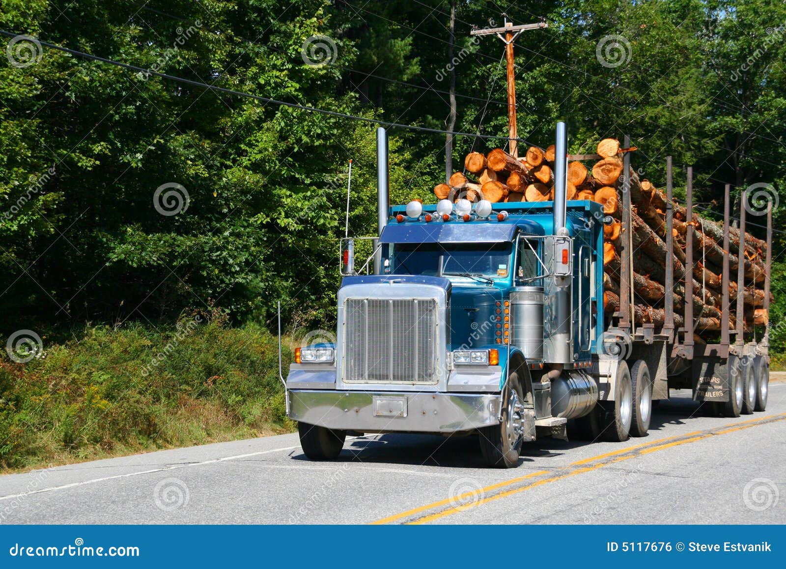 Logging Truck, Vehicle on Highway Stock Photo - Image of massive, logs ...