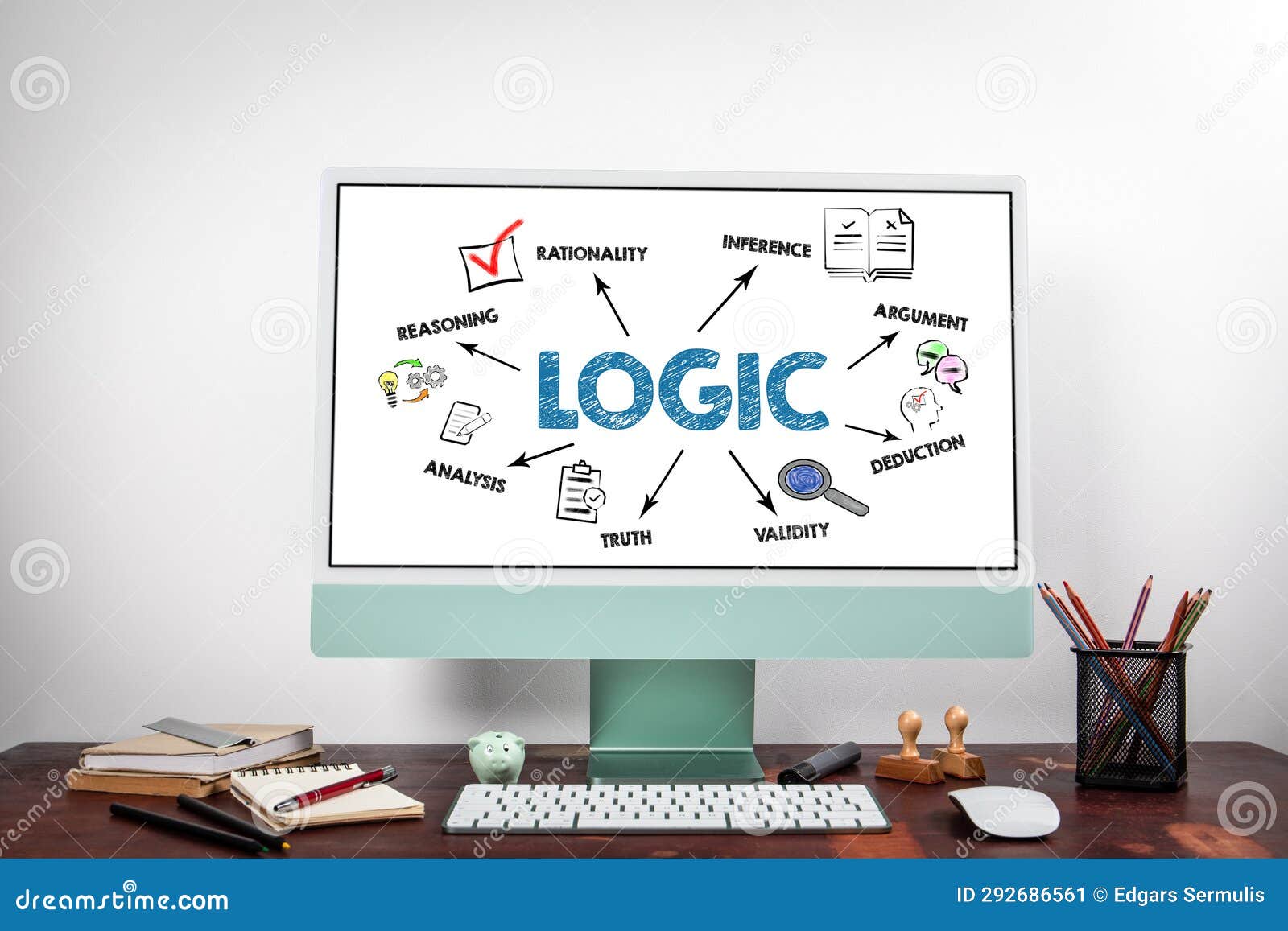 LOGIC Concept. Illustration with Keywords, Icons and Arrows Stock Image ...