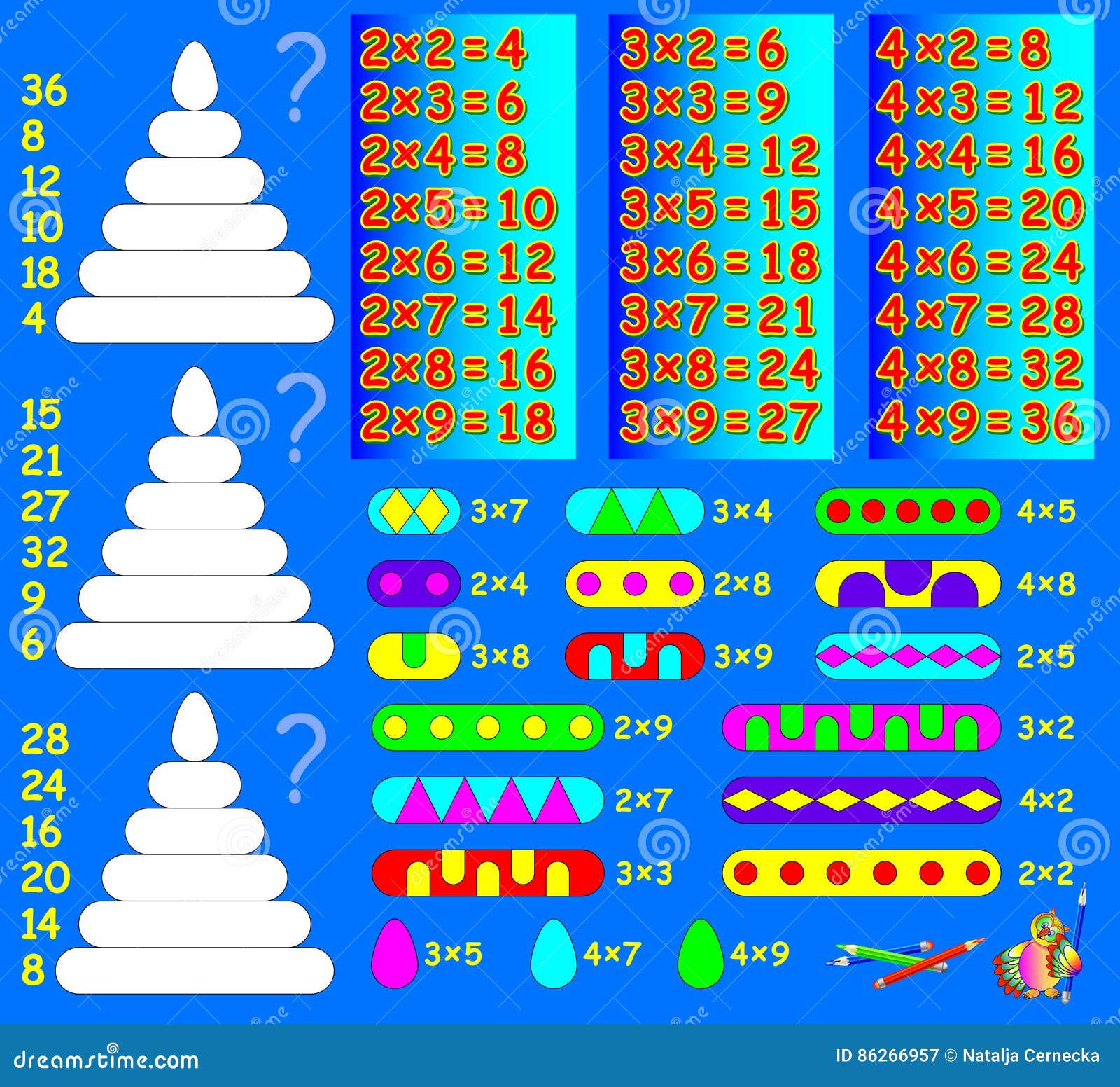 Logic Exercise for Children with Multiplication. Solve Examples and ...