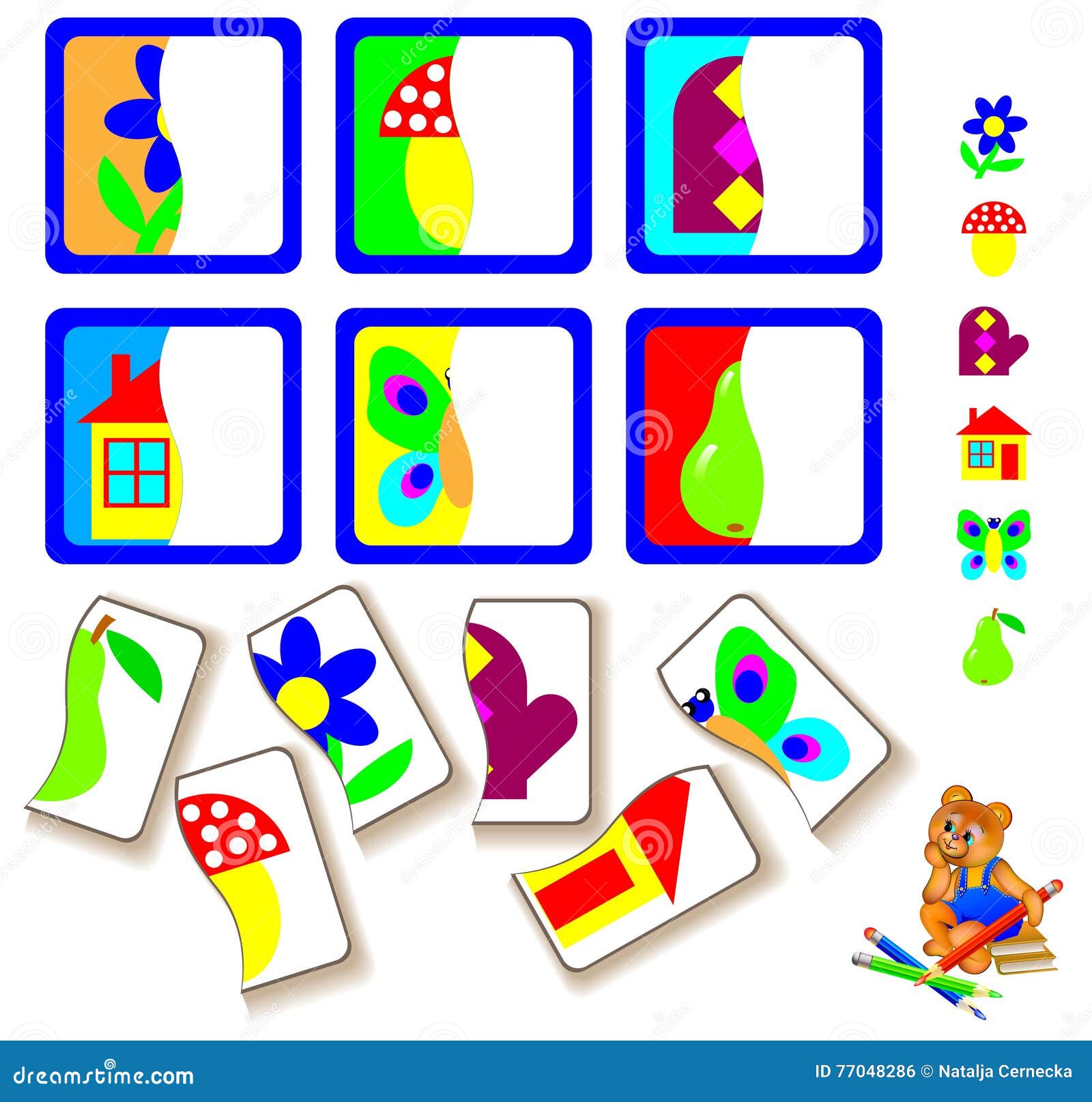 Logic Exercise for Children - Need To Find the Second Parts of Objects ...