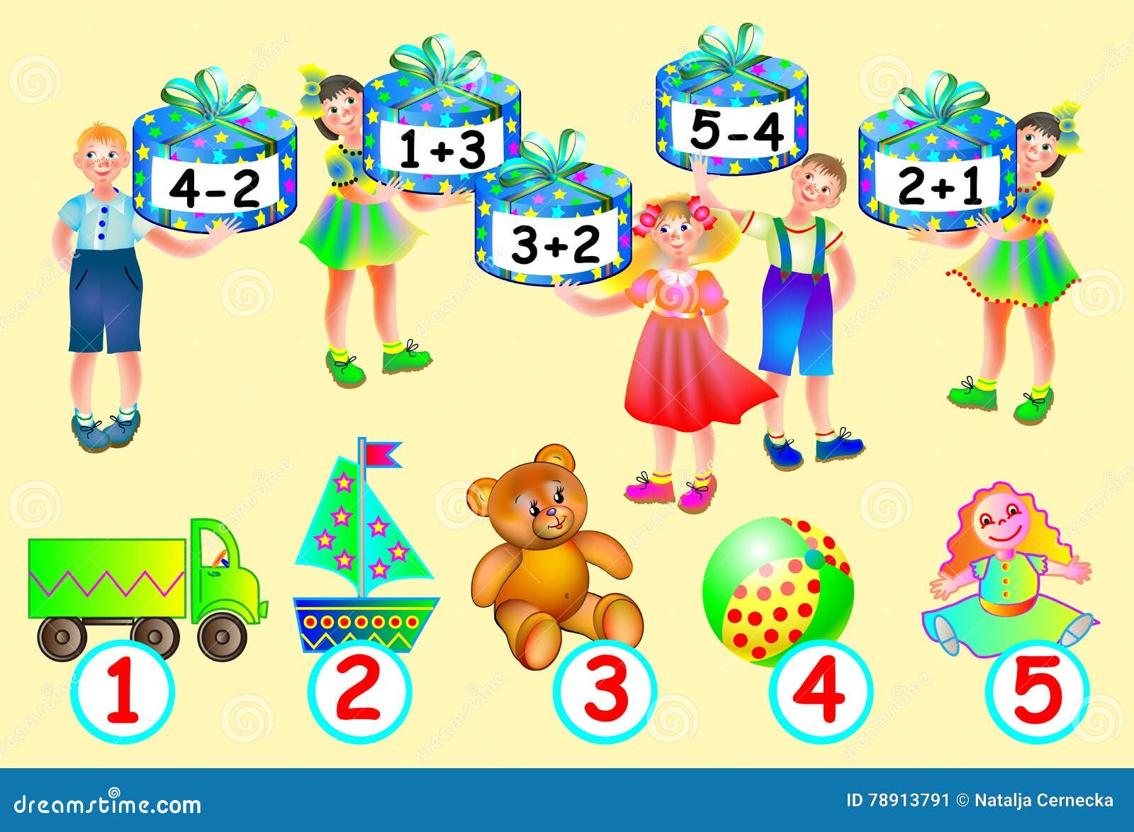 Logic Exercise for Children. Which Gift Each Child Receives? Stock ...