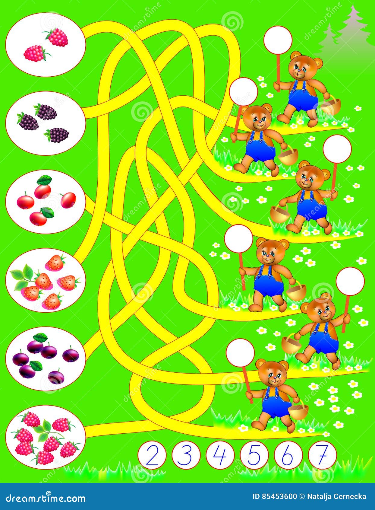 Logic Exercise for Young Children. Count How Many Berries Each Bear Has ...