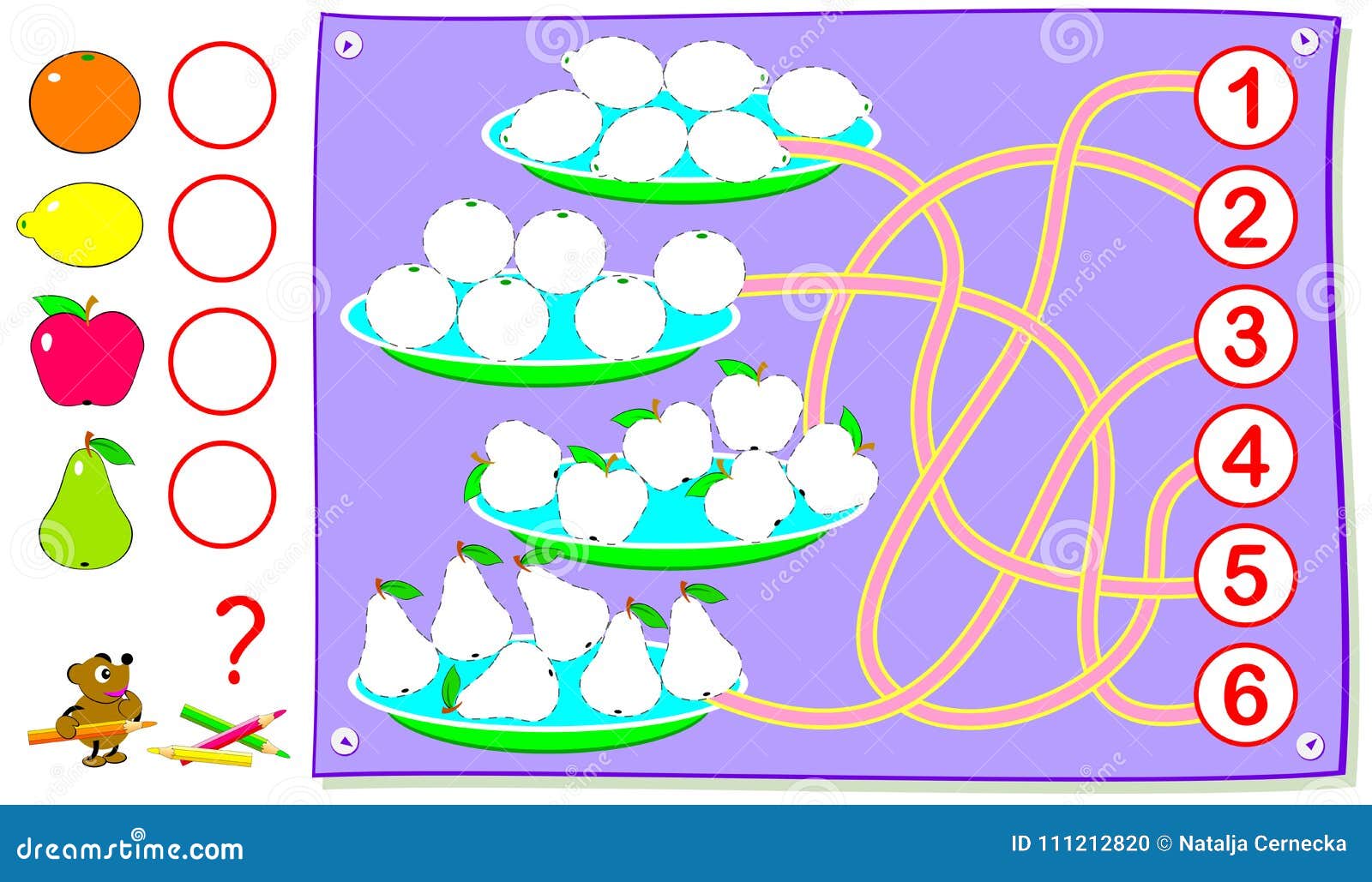 Logic Exercise for Young Children. Need To Paint Corresponding Quantity ...