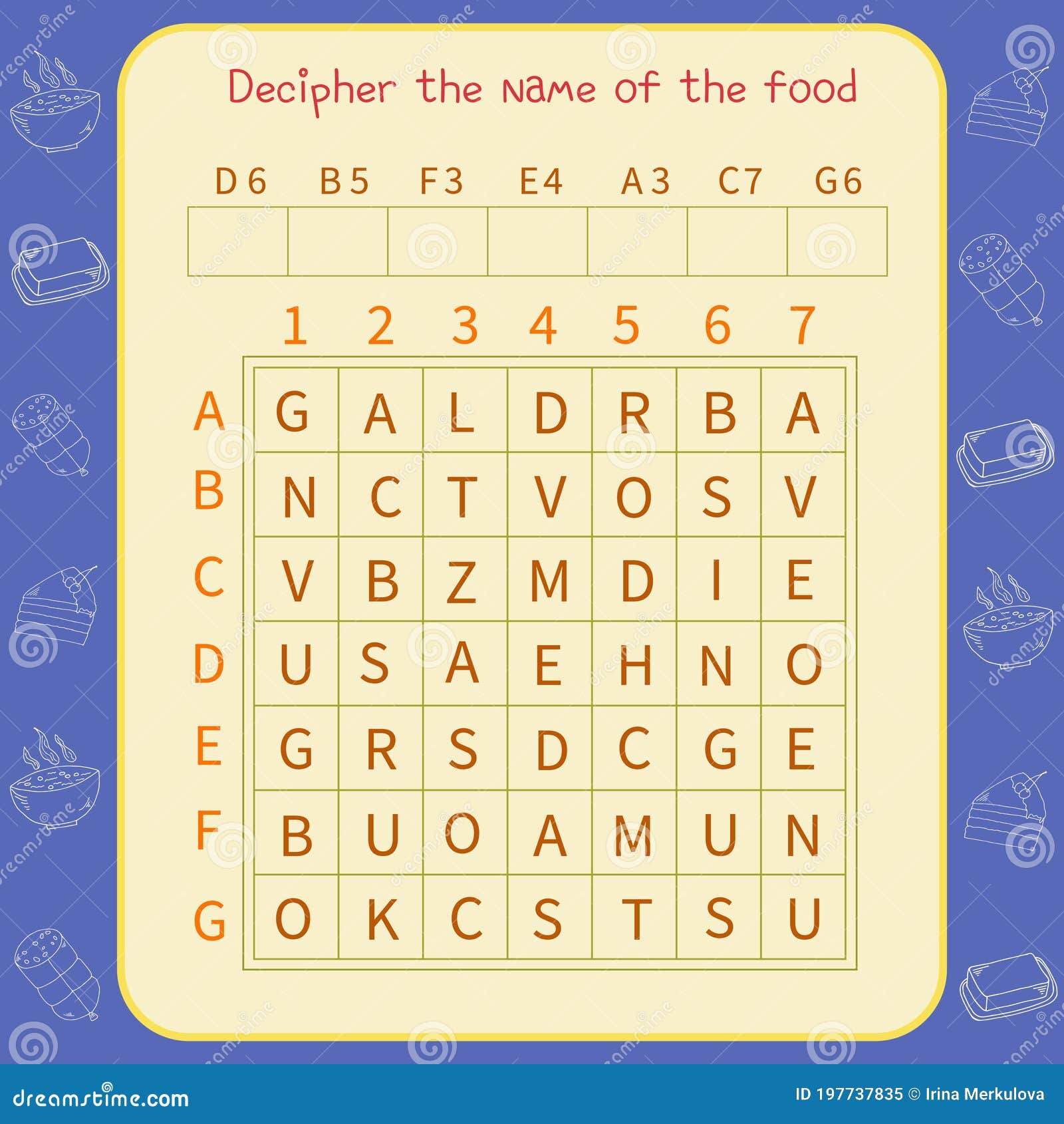 Logic Game for Children. Decipher the Name of the Food Stock Vector ...