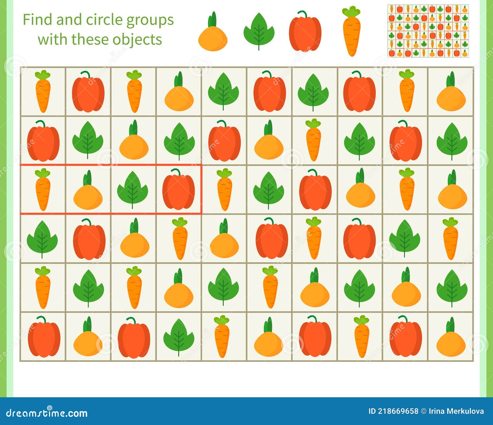 Logic Game for Children. Divide and Circle the Groups with the Objects ...