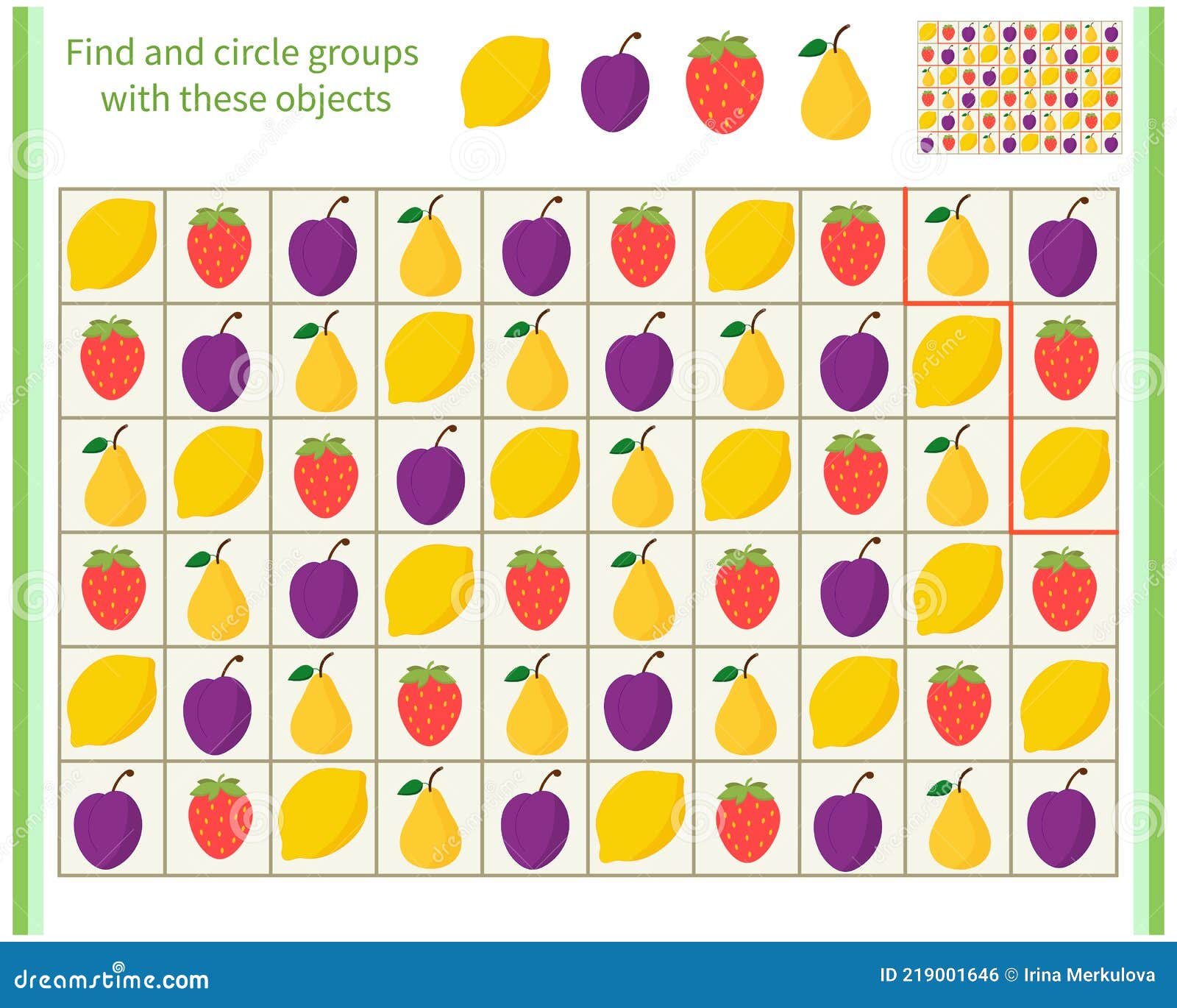 Logic Game for Children. Divide and Circle the Groups with the Objects ...