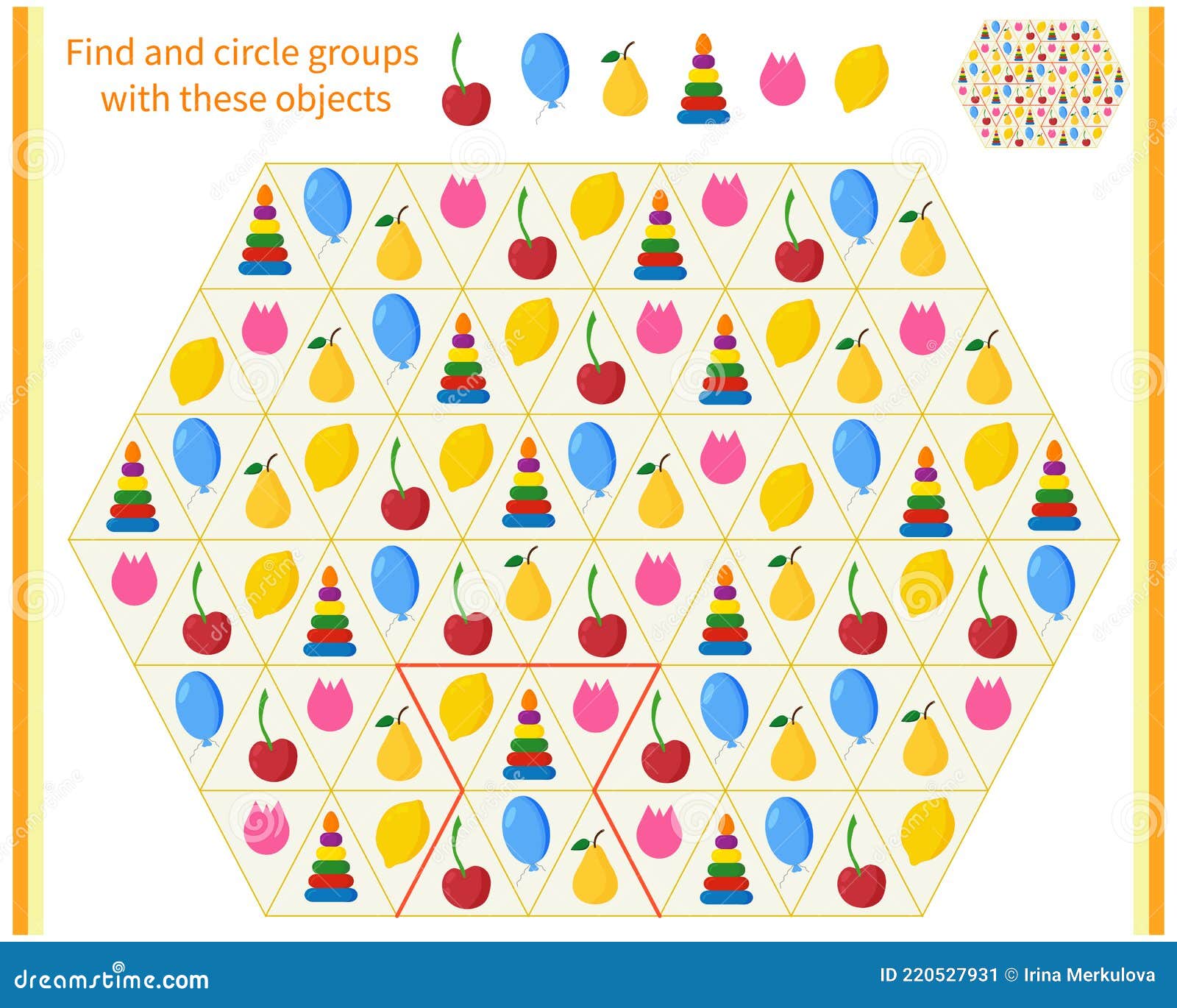 Logic Game for Children. Divide and Circle the Groups with the Objects ...