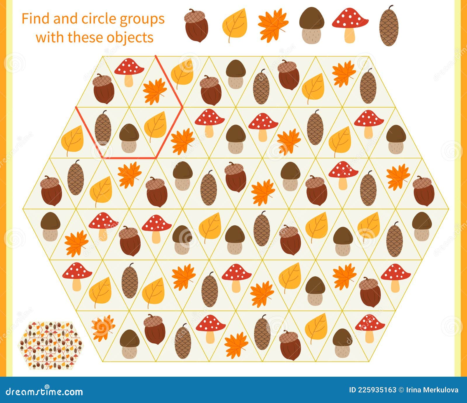 Logic Game for Children. Divide and Circle the Groups with the Objects ...