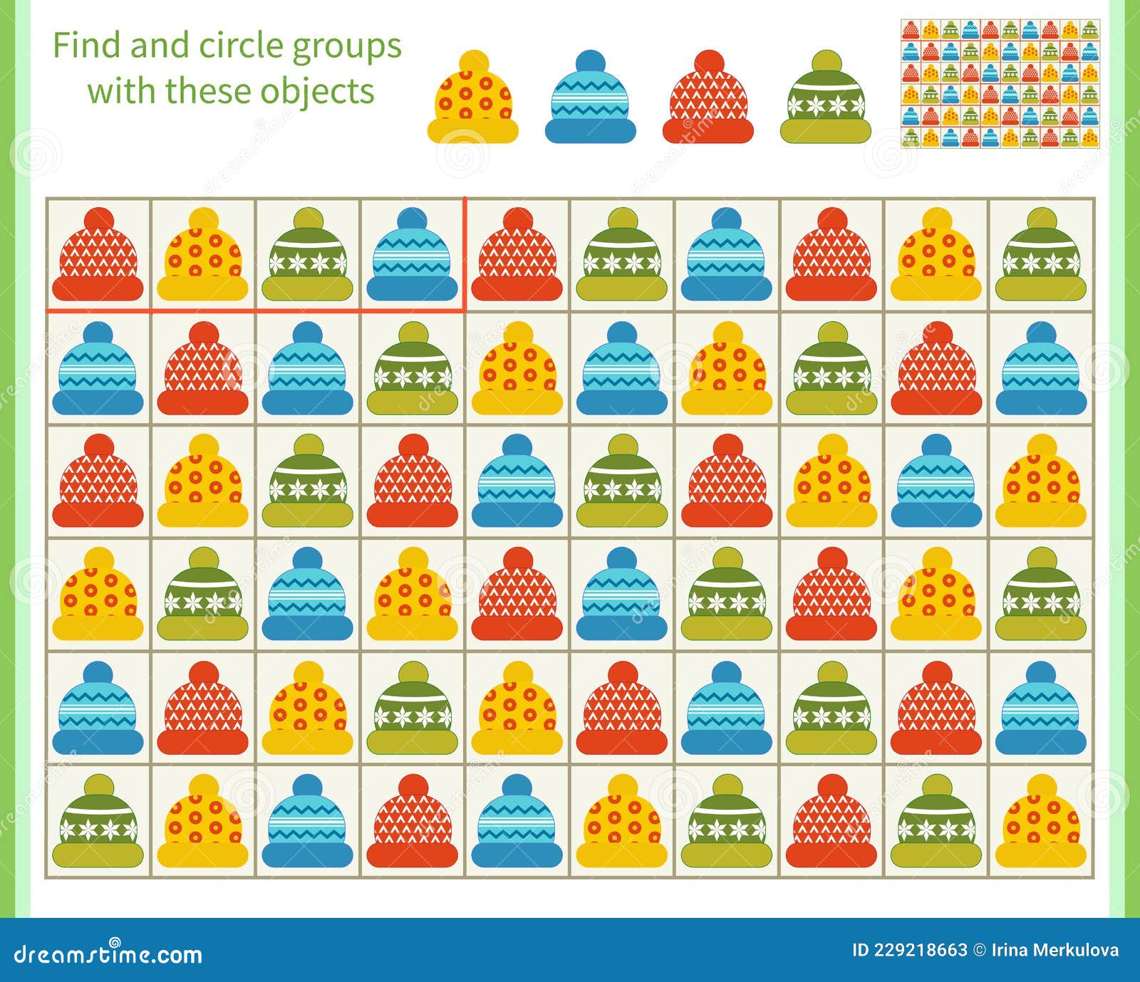 Logic Game For Children. Divide And Circle The Groups With The Objects ...