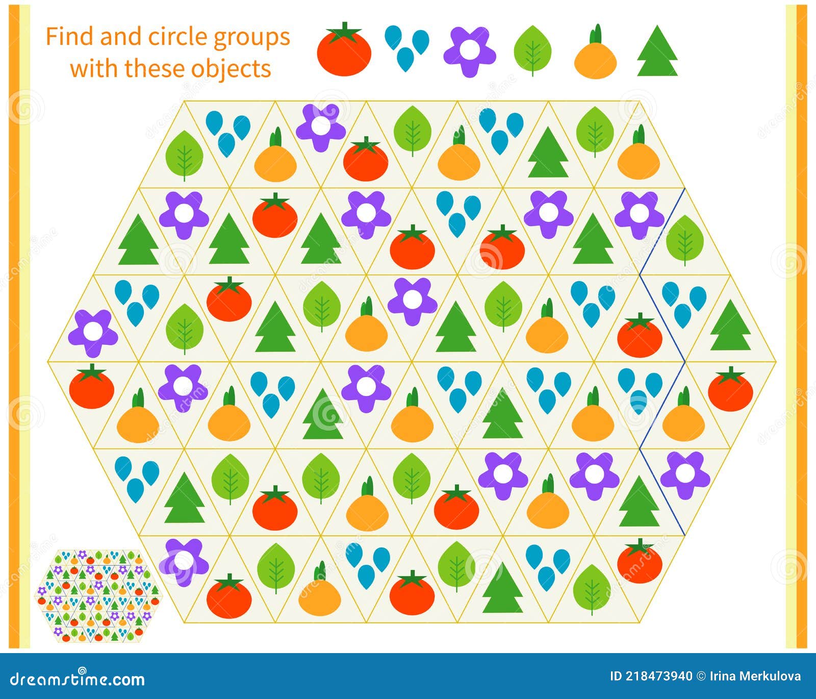 Logic Game for Children. Divide and Circle the Groups with the Objects ...