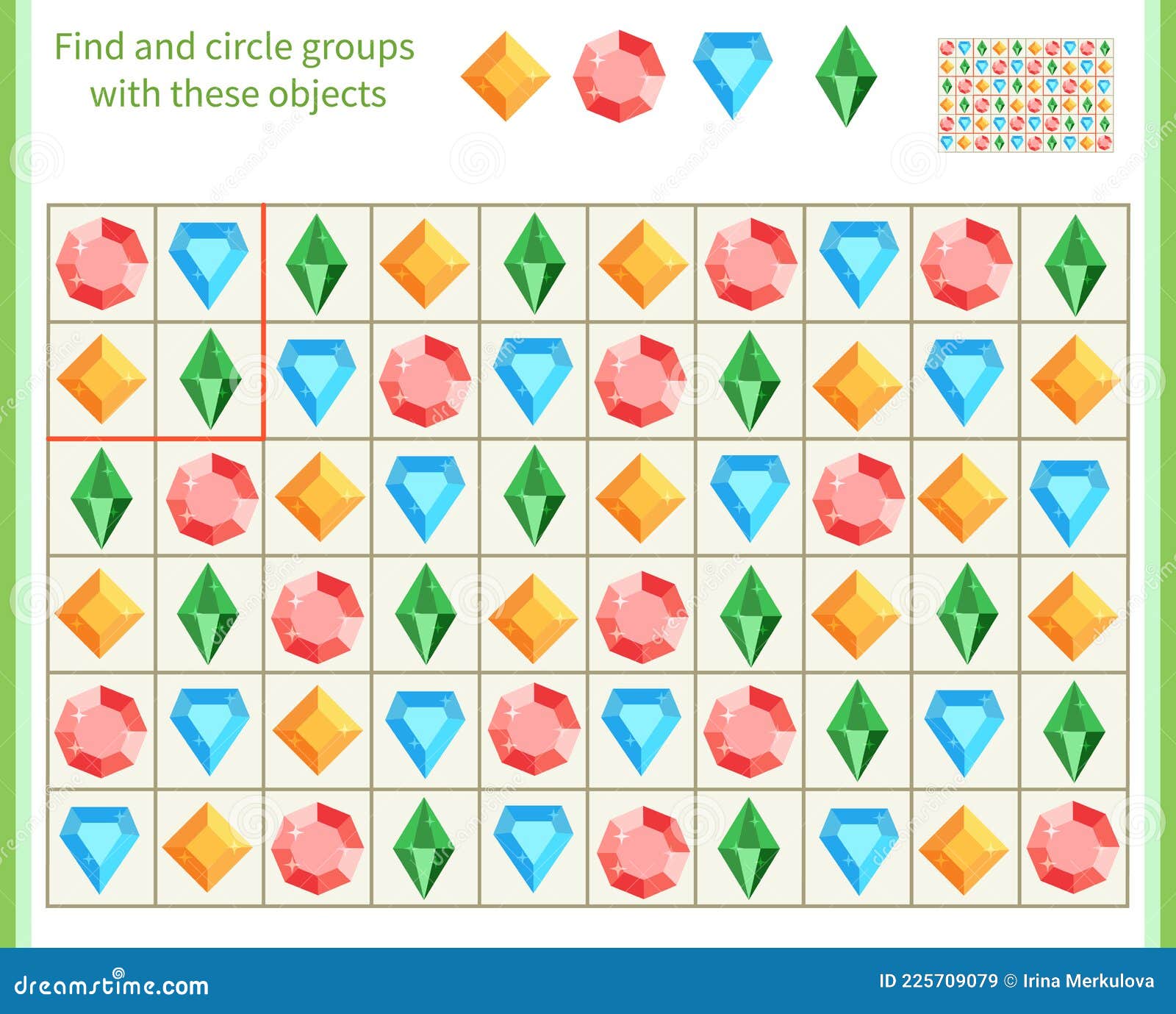 Logic Game for Children. Divide and Circle the Groups with the Objects ...