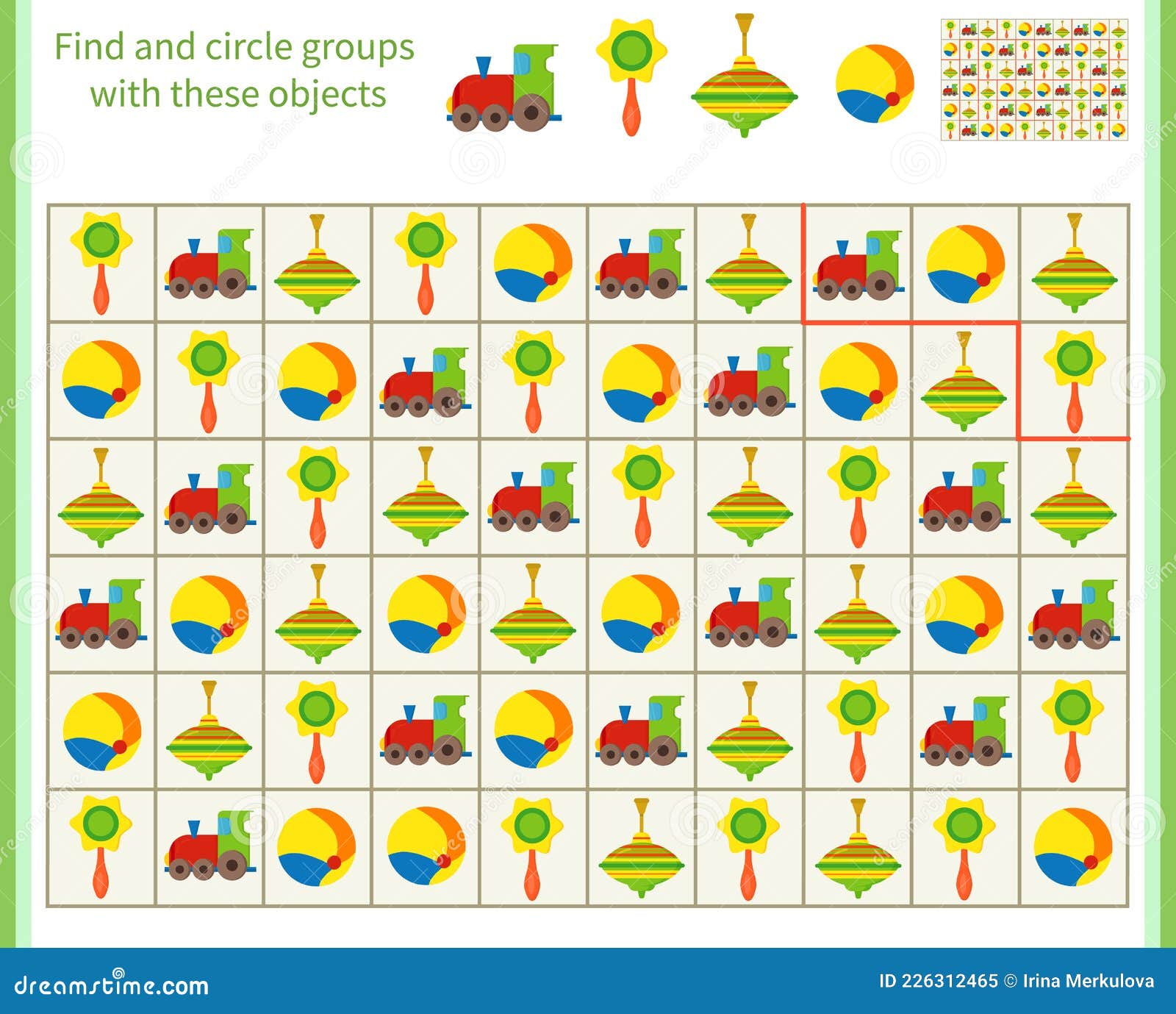 Logic Game for Children. Divide and Circle the Groups with the Objects ...