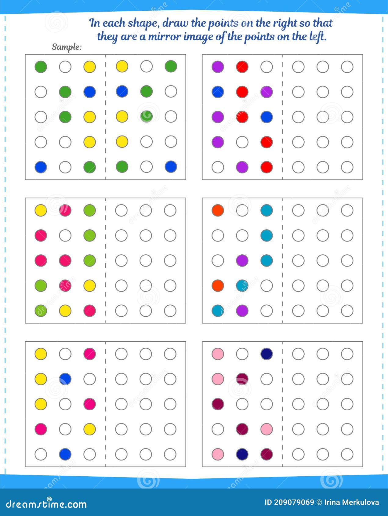 Logic Game for Children. in Each Shape Color the Dots on the Right so ...